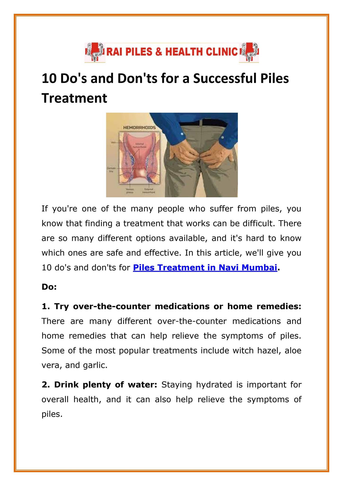 10 Do's and Don'ts for a Successful Piles Treatment by Rai Piles Clinic ...