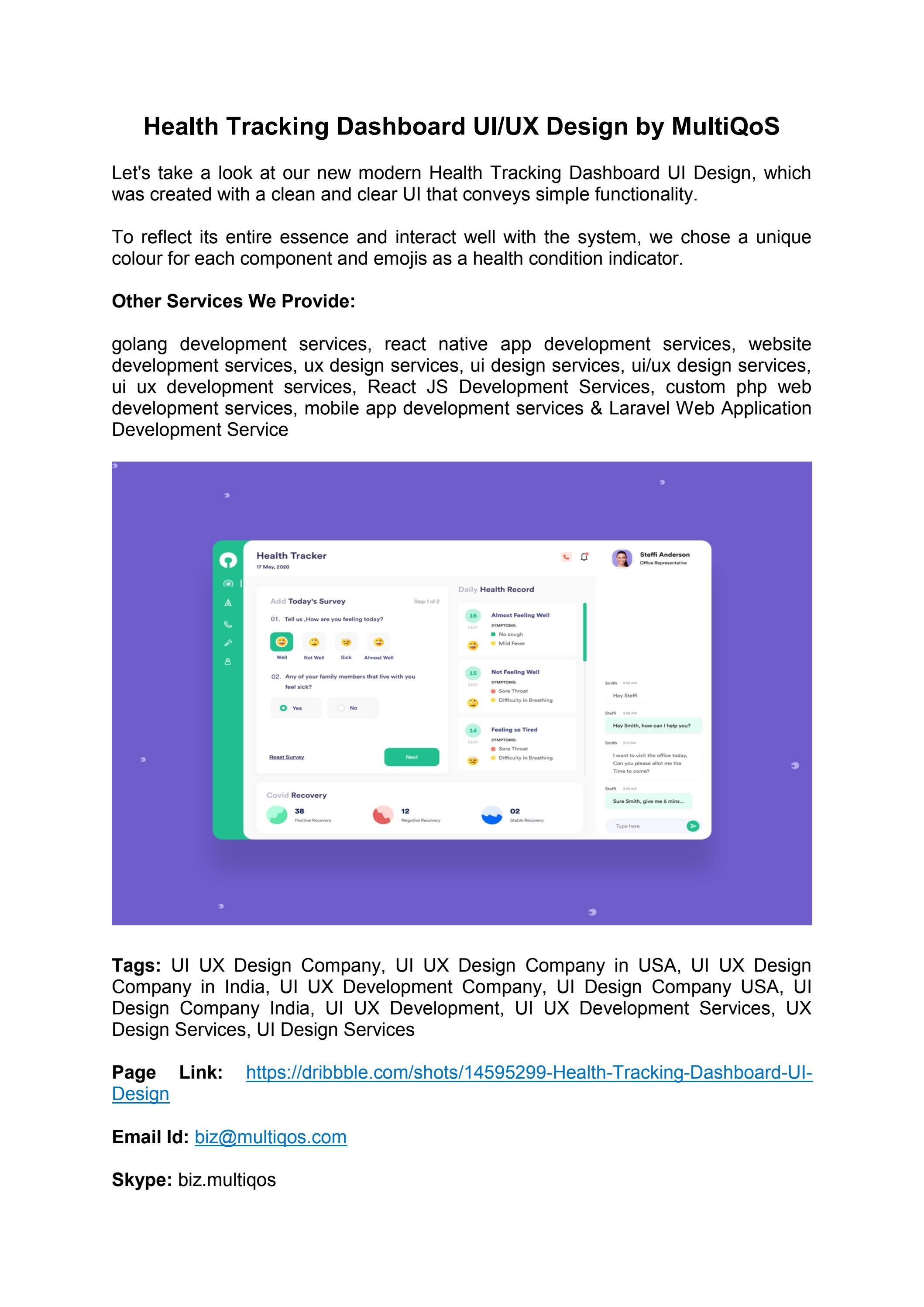 Health Tracking Dashboard UI/UX Design by MultiQoS by MultiQoS Tech - Issuu