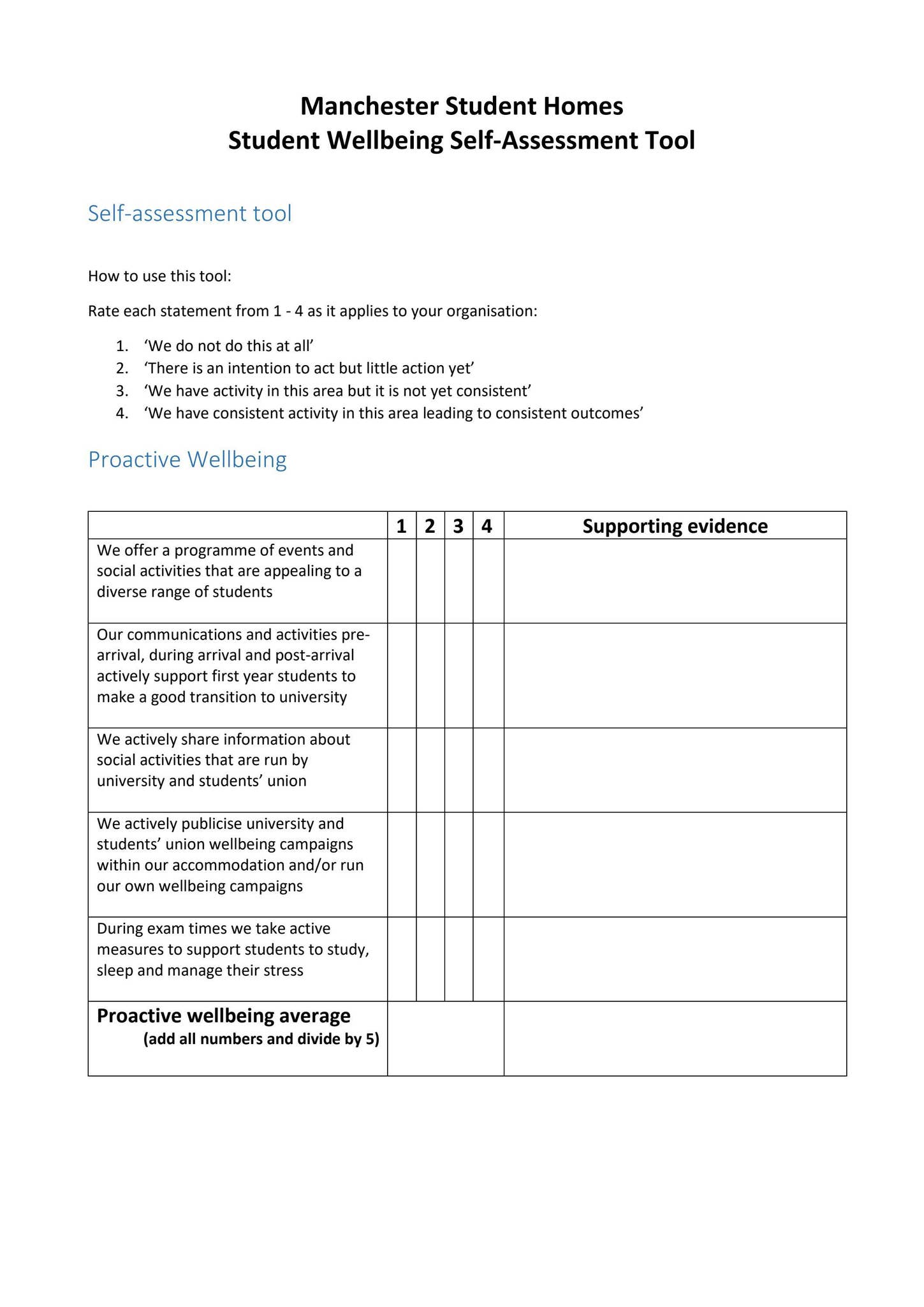 Student Wellbeing Self Assessment Tool by Manchester Student Homes - Issuu