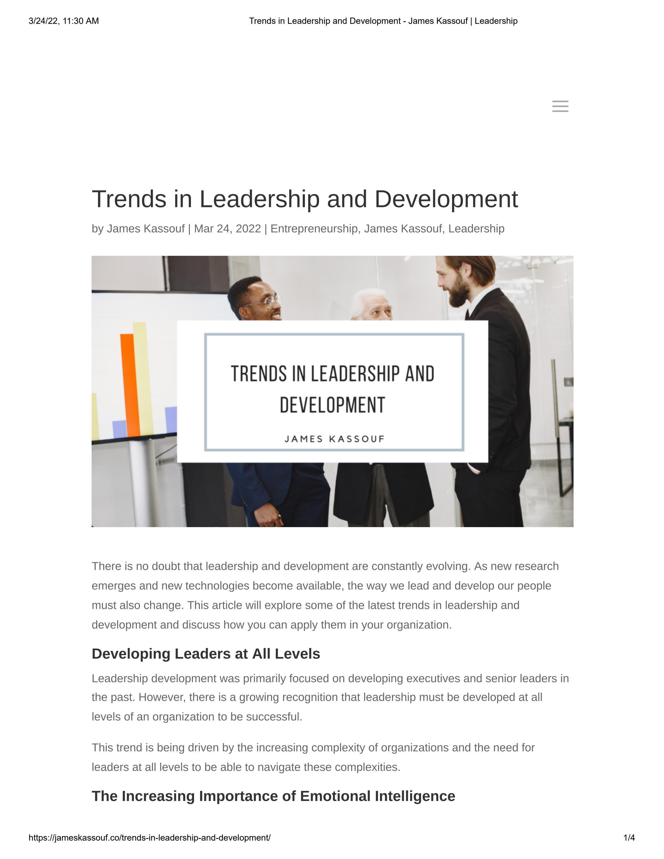 Trends In Leadership and Development by JamesKassouf - Issuu