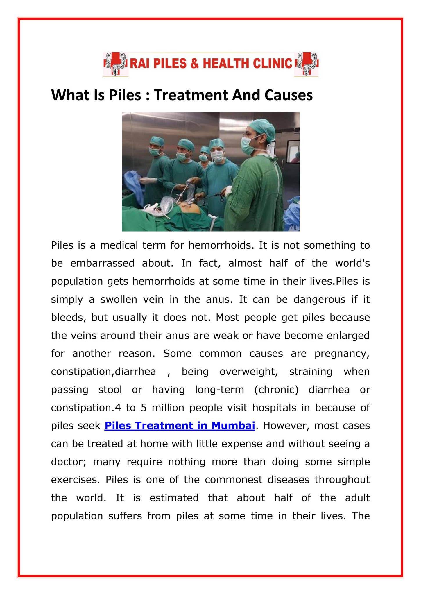 What Is Piles : Treatment And Causes by Rai Piles Clinic - Issuu