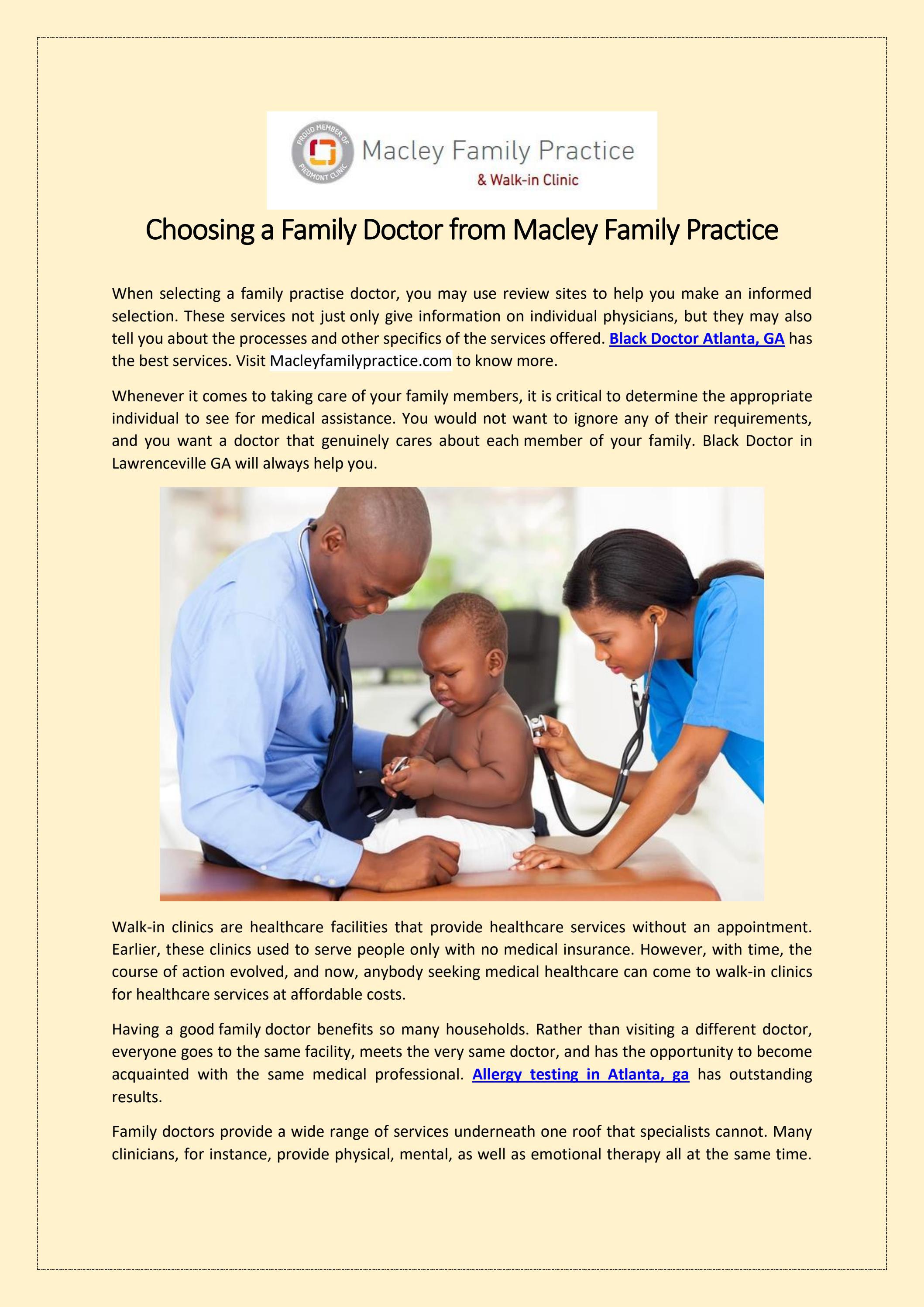 Choosing a Family Doctor from Macley Family Practice by rizeroven - Issuu