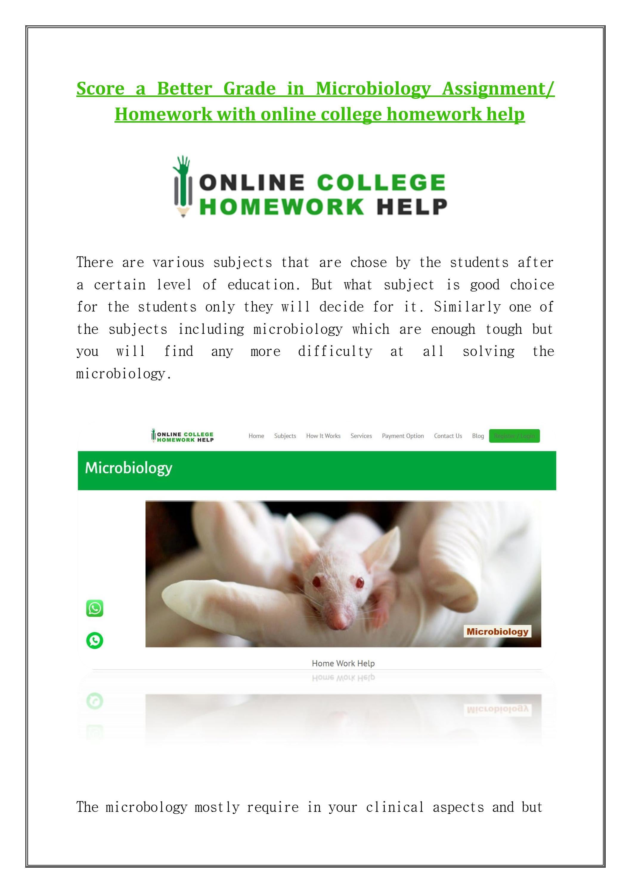 Score a Better Grade in Microbiology Assignment/ Homework with online ...