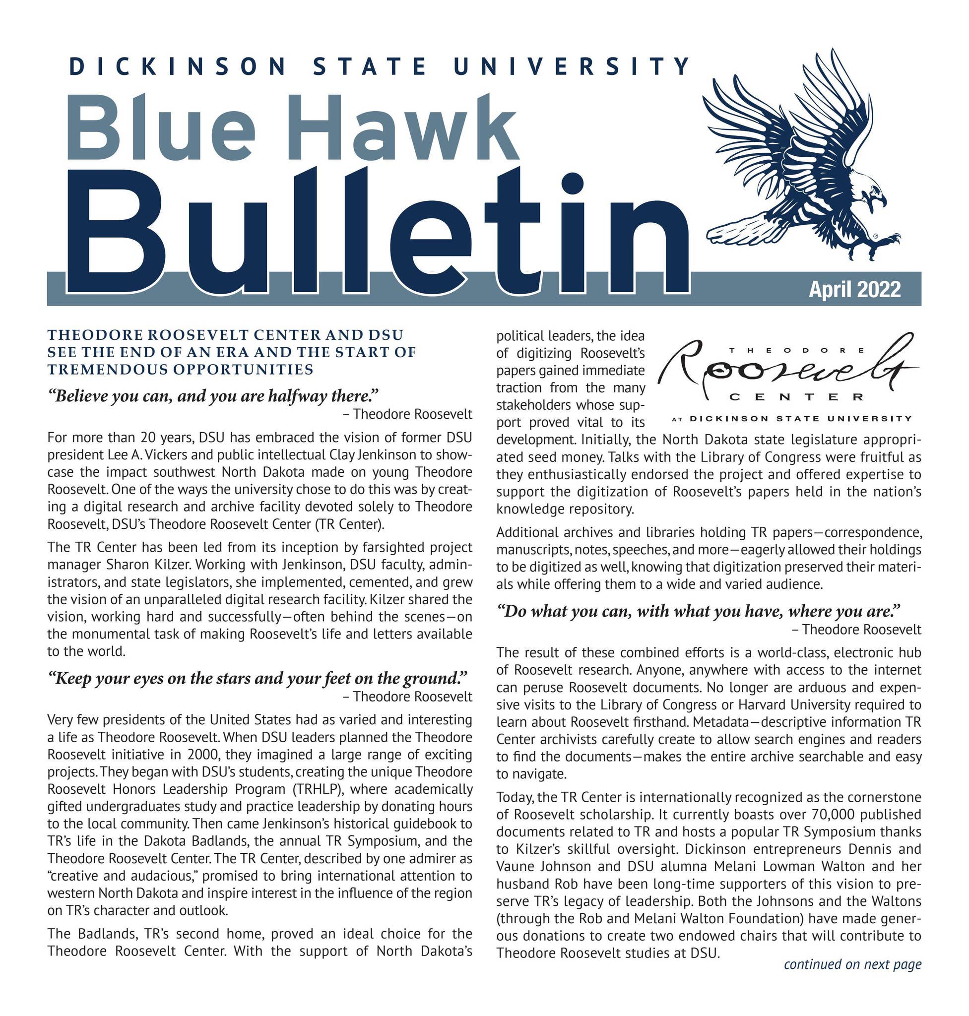 Blue Hawk Bulletin April 2022 by Dickinson State University - Issuu