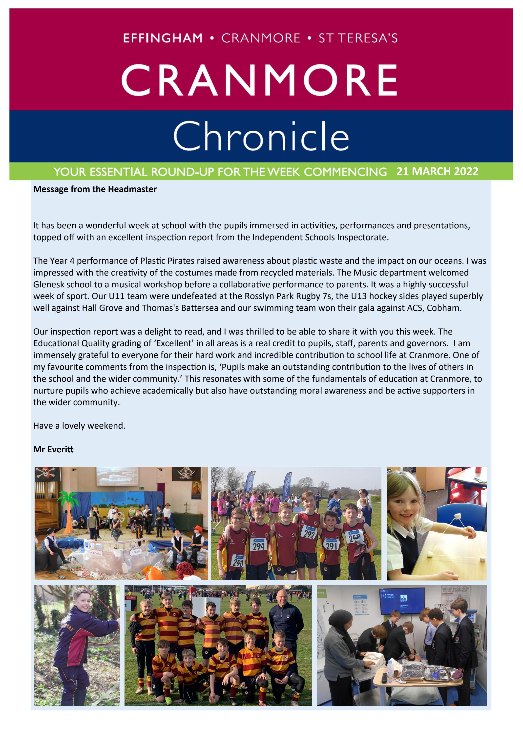Cranmore Chronicle 25 March 2022 by Effingham Schools Trust - Issuu