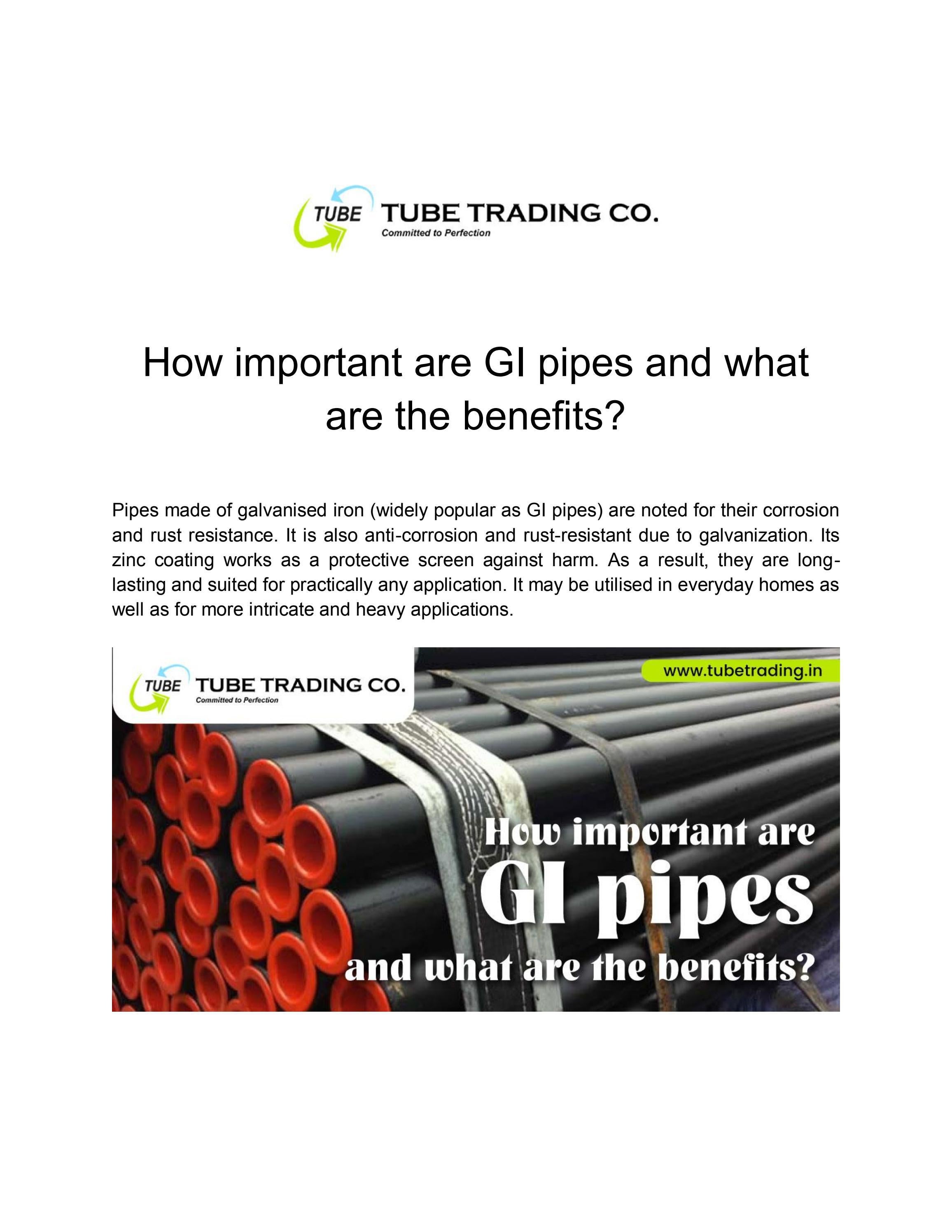 How important are GI pipes and what are the benefits? by Tube30 - Issuu