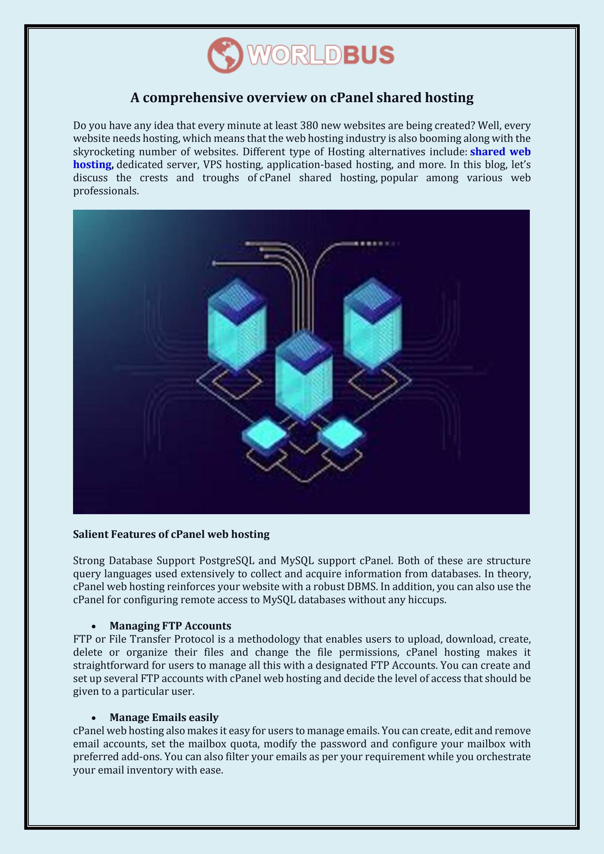A Comprehensive Overview On Cpanel Shared Hosting By Worldbusge Issuu