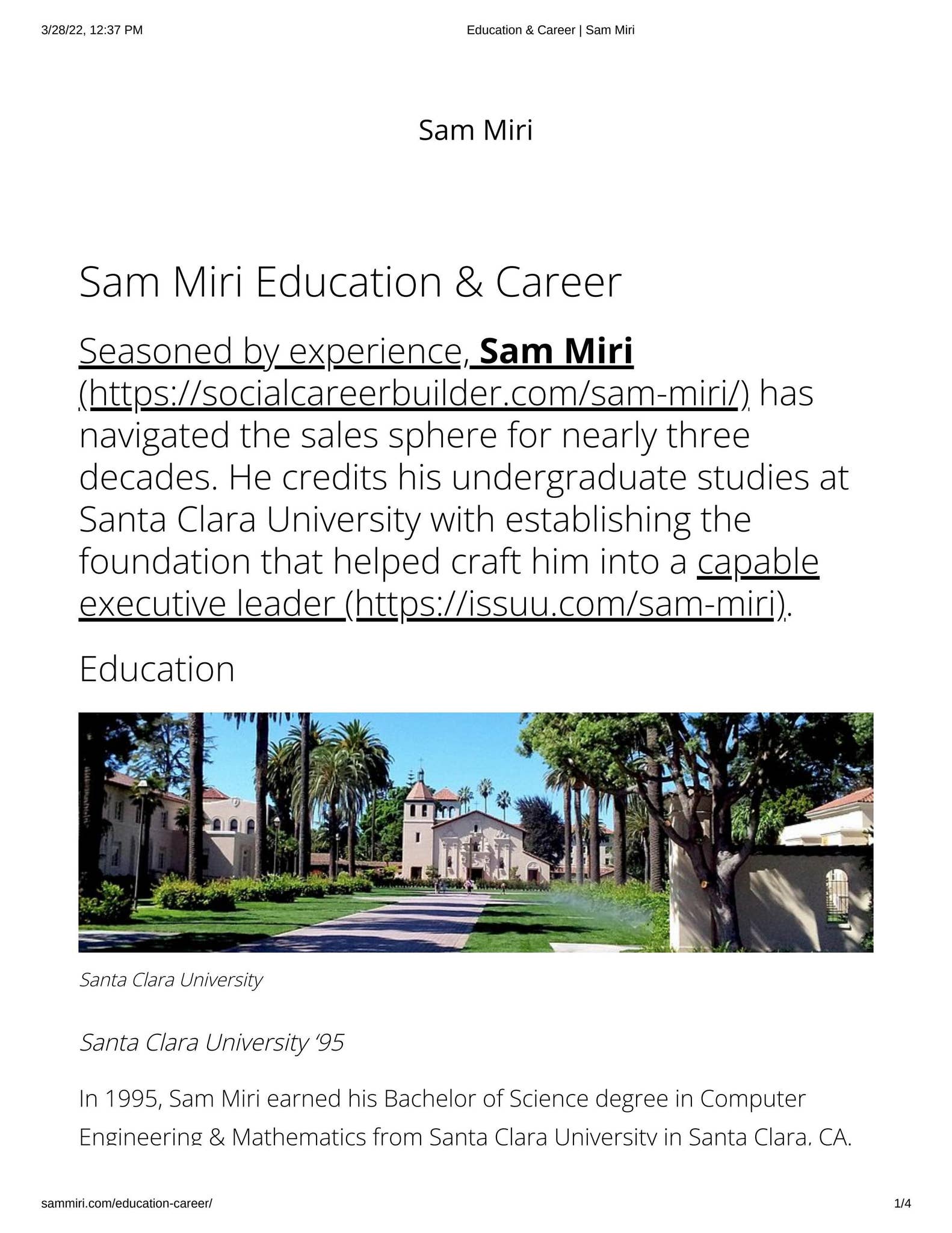 Sam Miri Education & Career by Sam Miri - Issuu