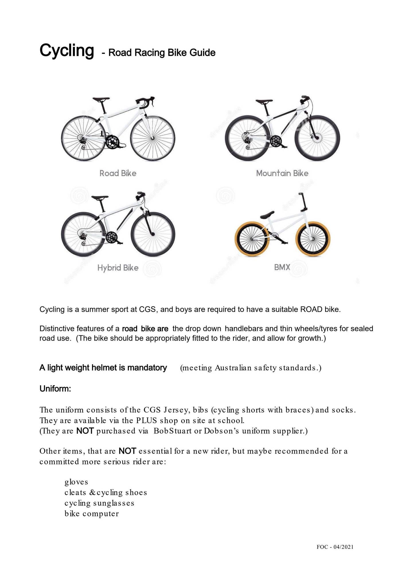 Friends of Cycling - Types of Bikes by Camberwell Grammar School - Issuu