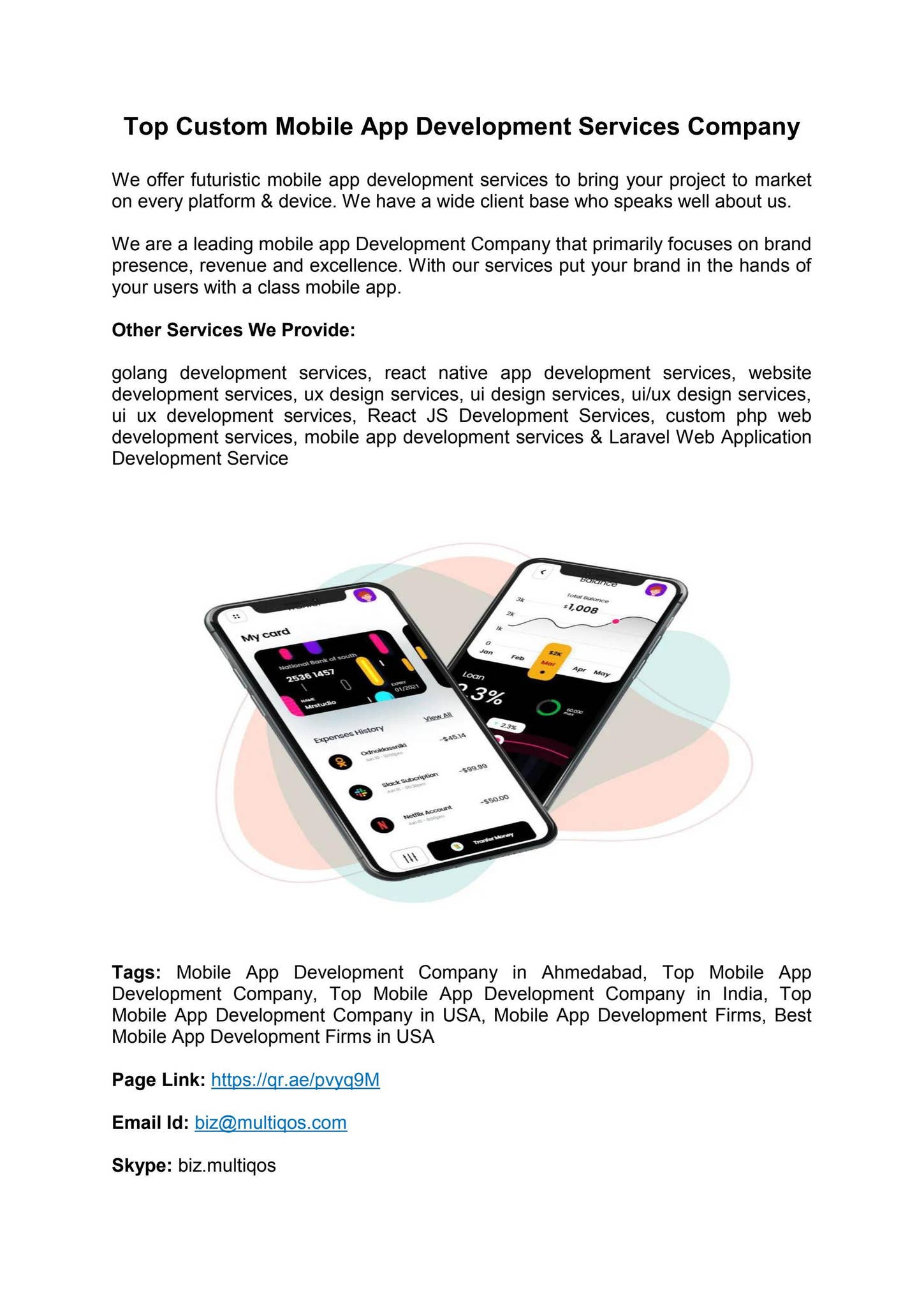 Top Custom Mobile App Development Services Company India & USA by MultiQoS Tech - Issuu