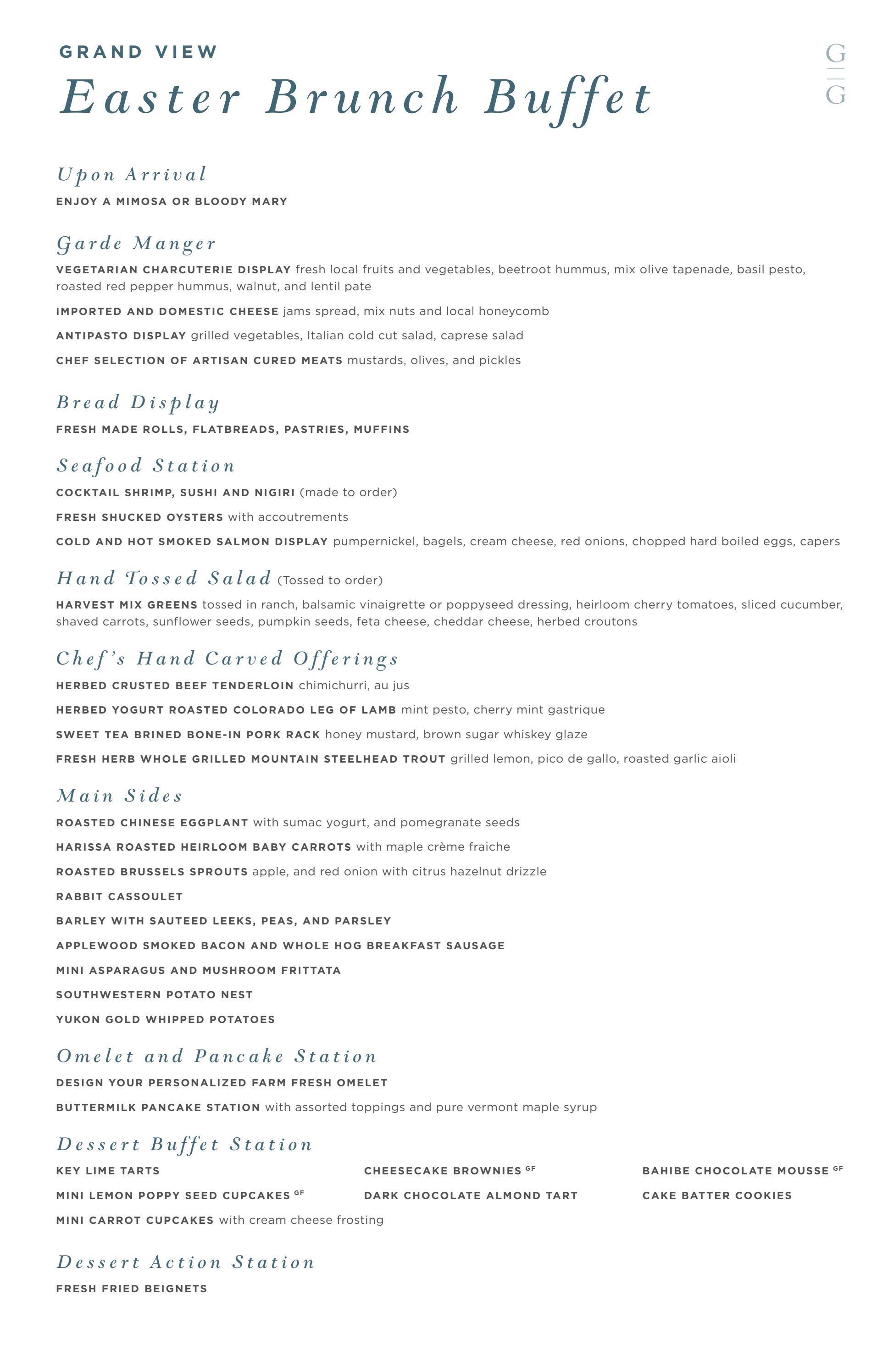 2022 Easter Buffet Grandview Menu by gardenofthegodsresortandclub - Issuu