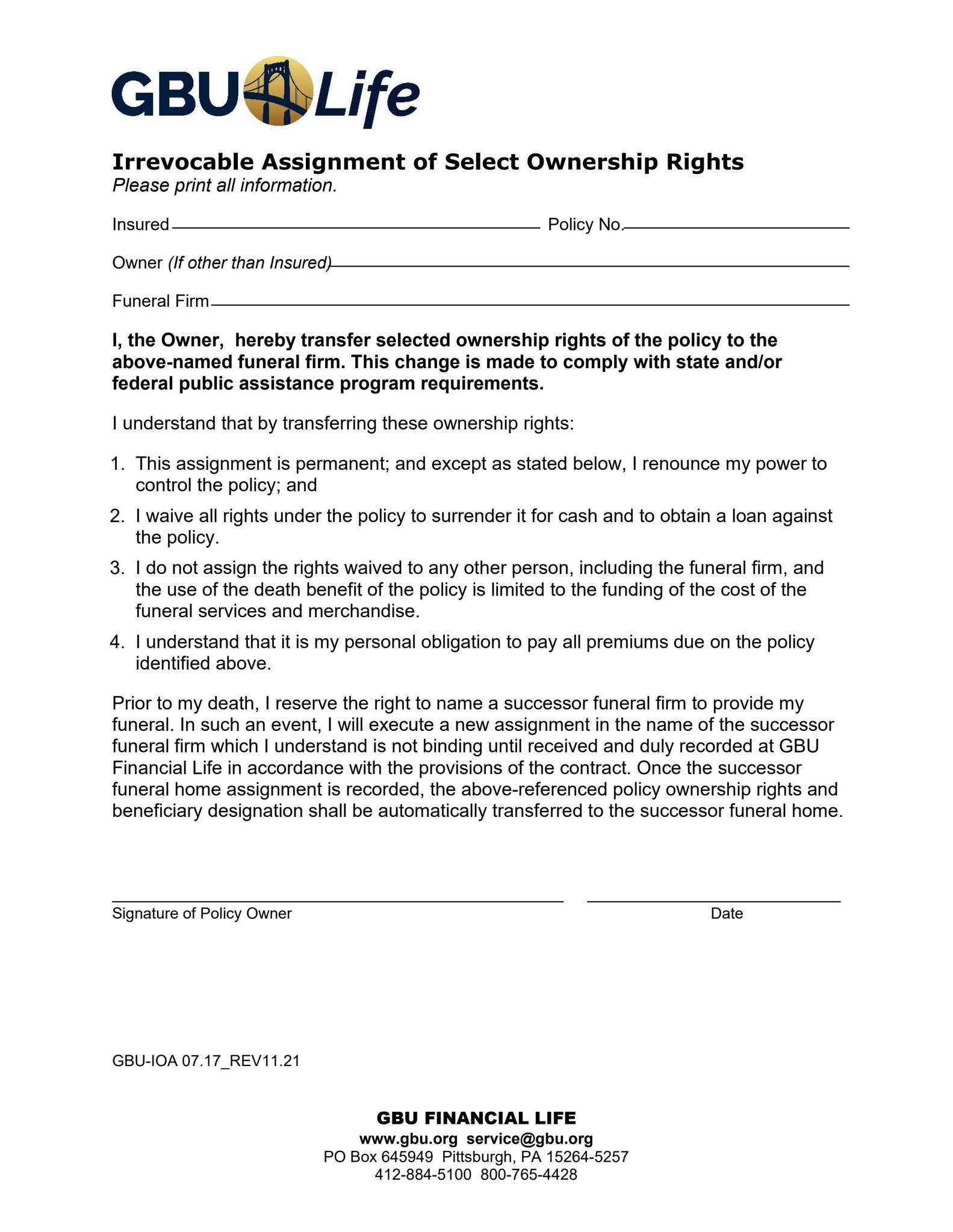 Irrevocable Assignment by GBULife - Issuu