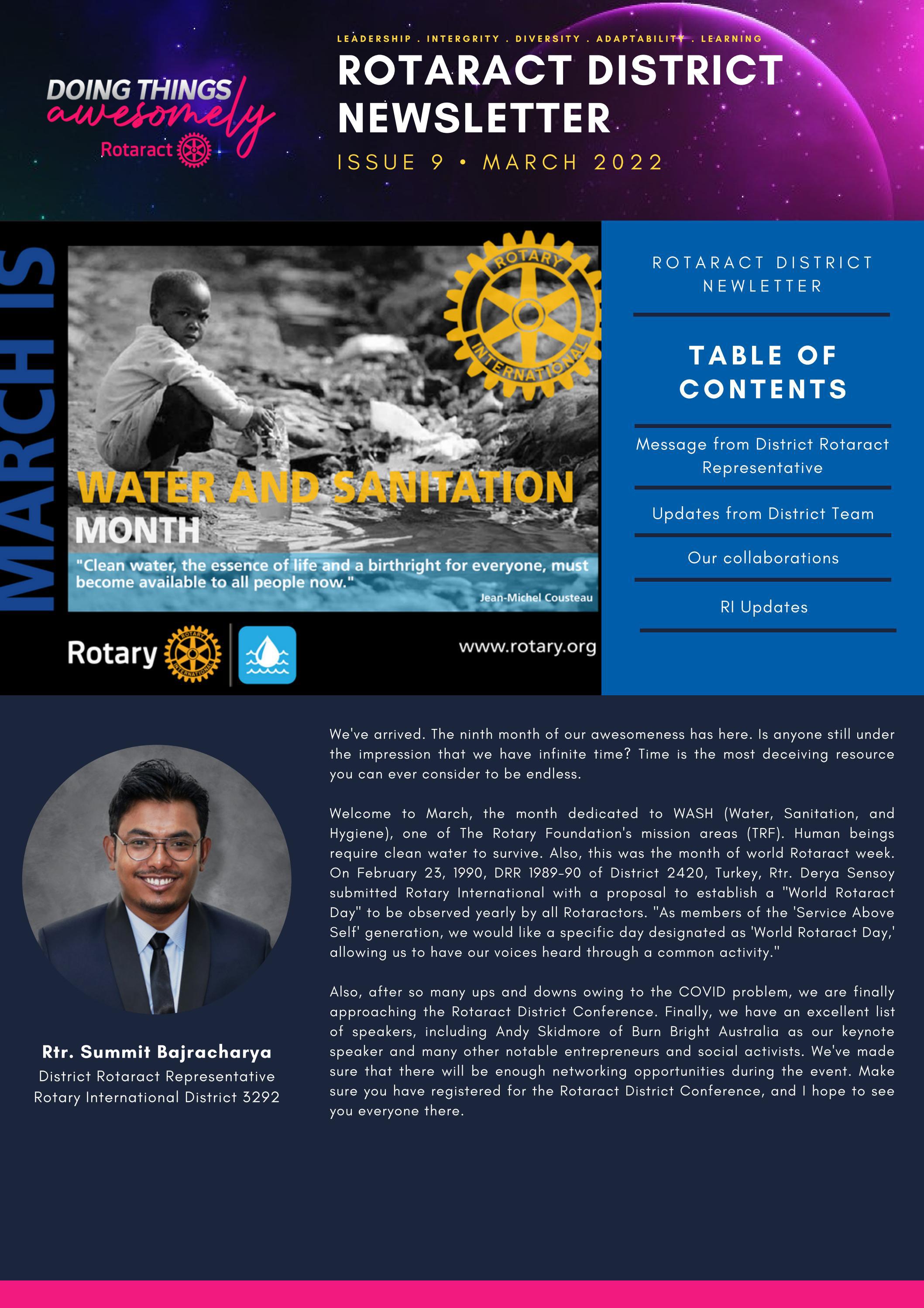 Rotaract District Newsletter | March 2022 | Issue 9 by Rotaract District 3292 - Issuu