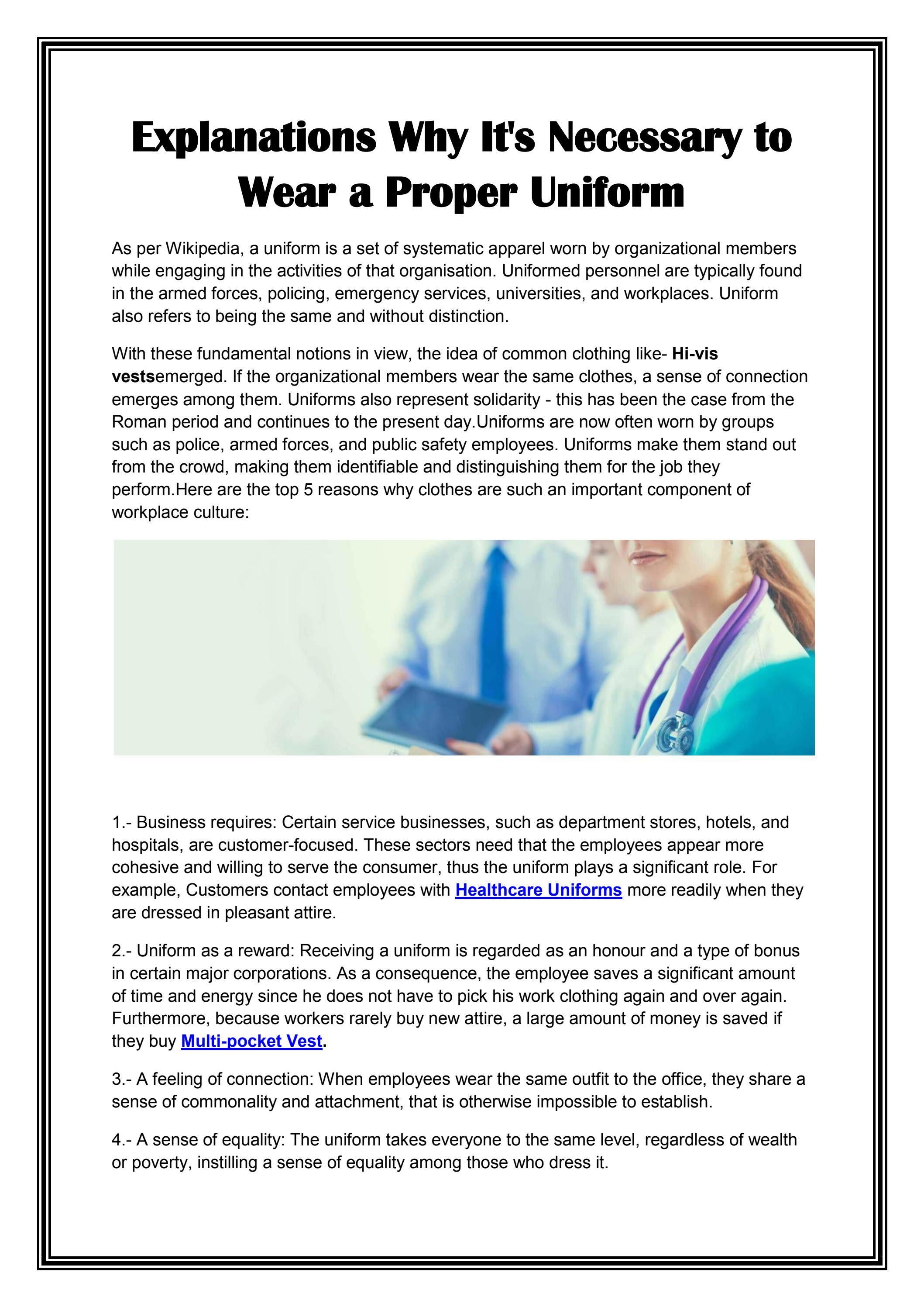 Explanations Why It's Necessary to Wear a Proper Uniform by ...