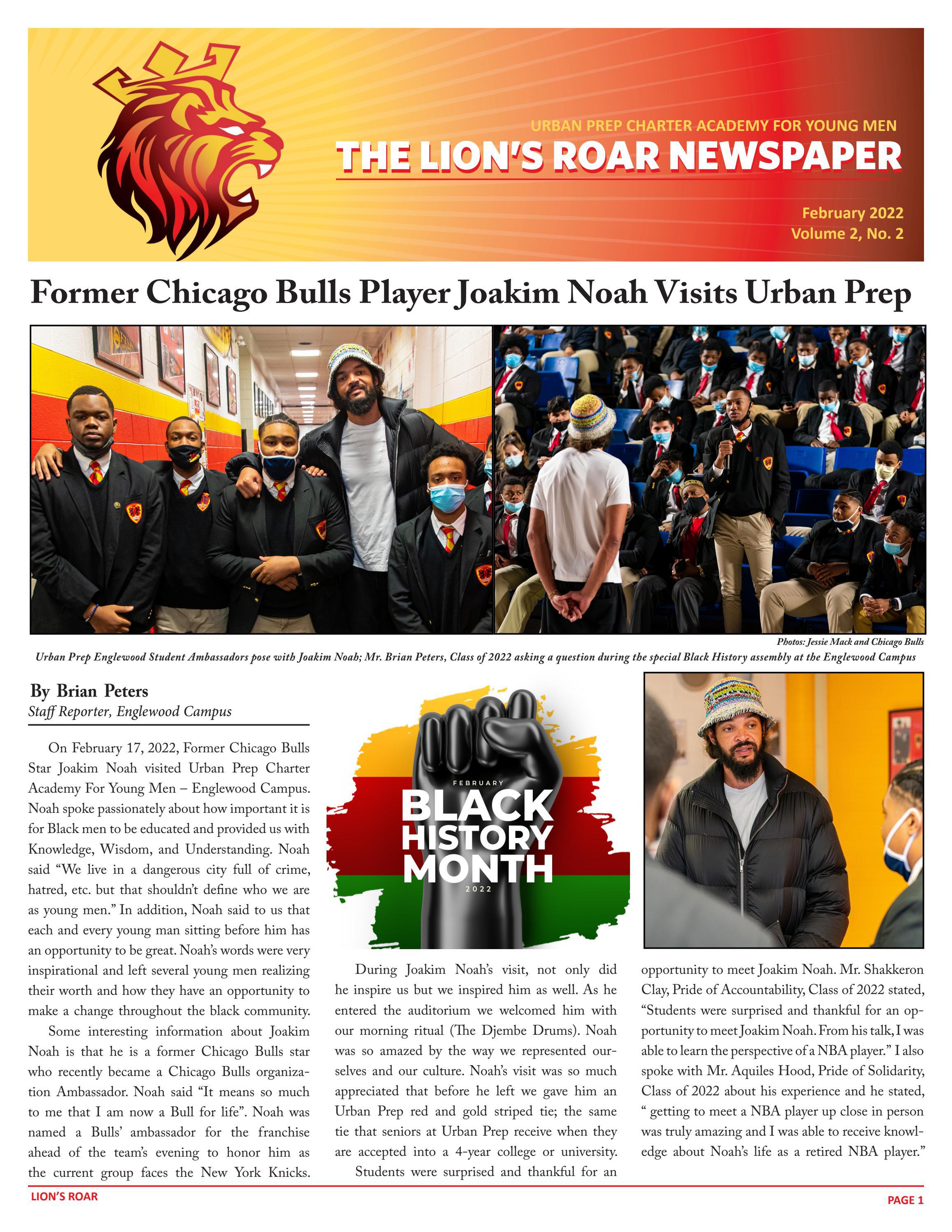 The Lion's Roar Newspaper: Volume 2 No. 2 by Urban Prep's Lions Roar ...