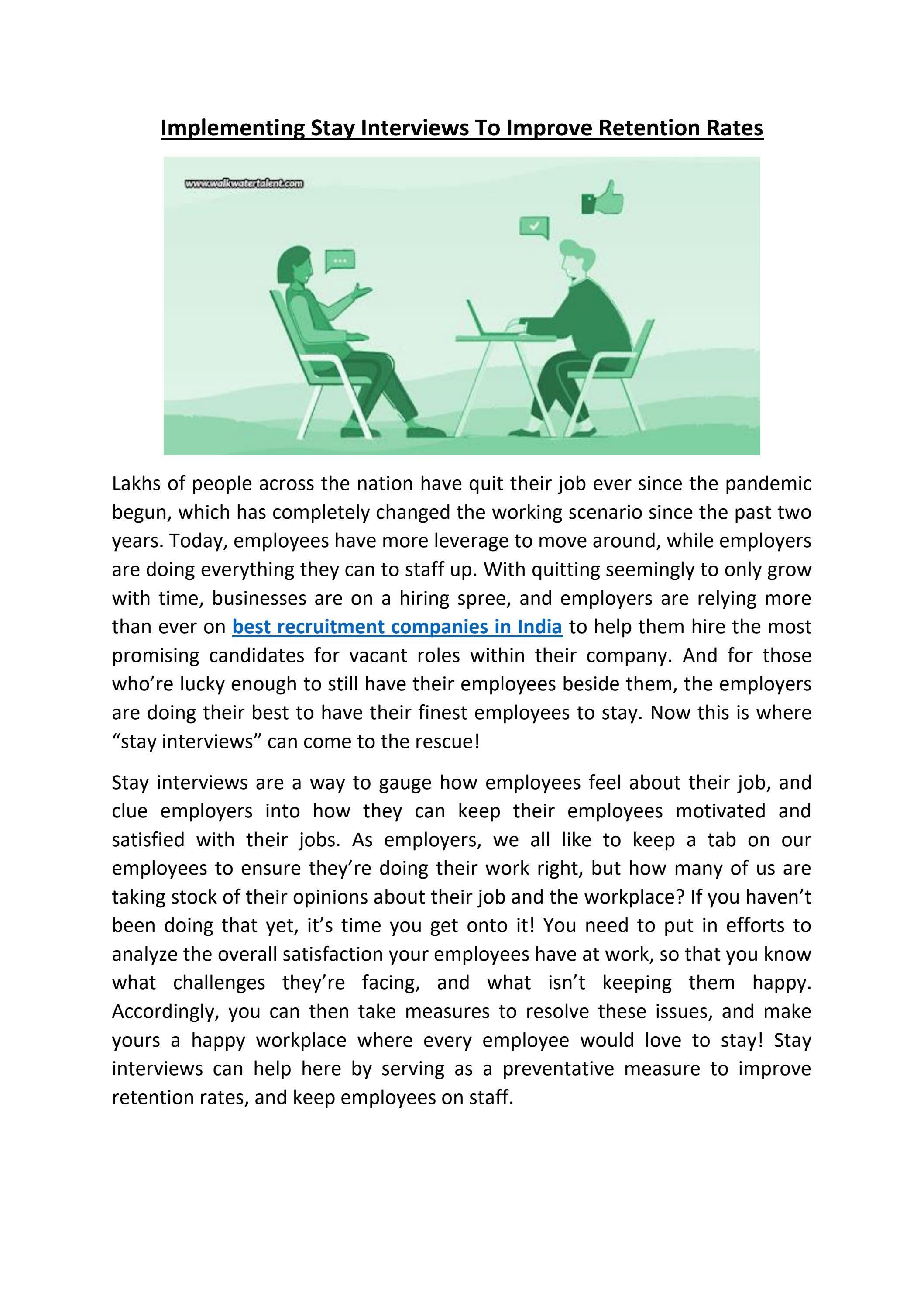 Implementing Stay Interviews To Improve Retention Rates by WalkWater ...