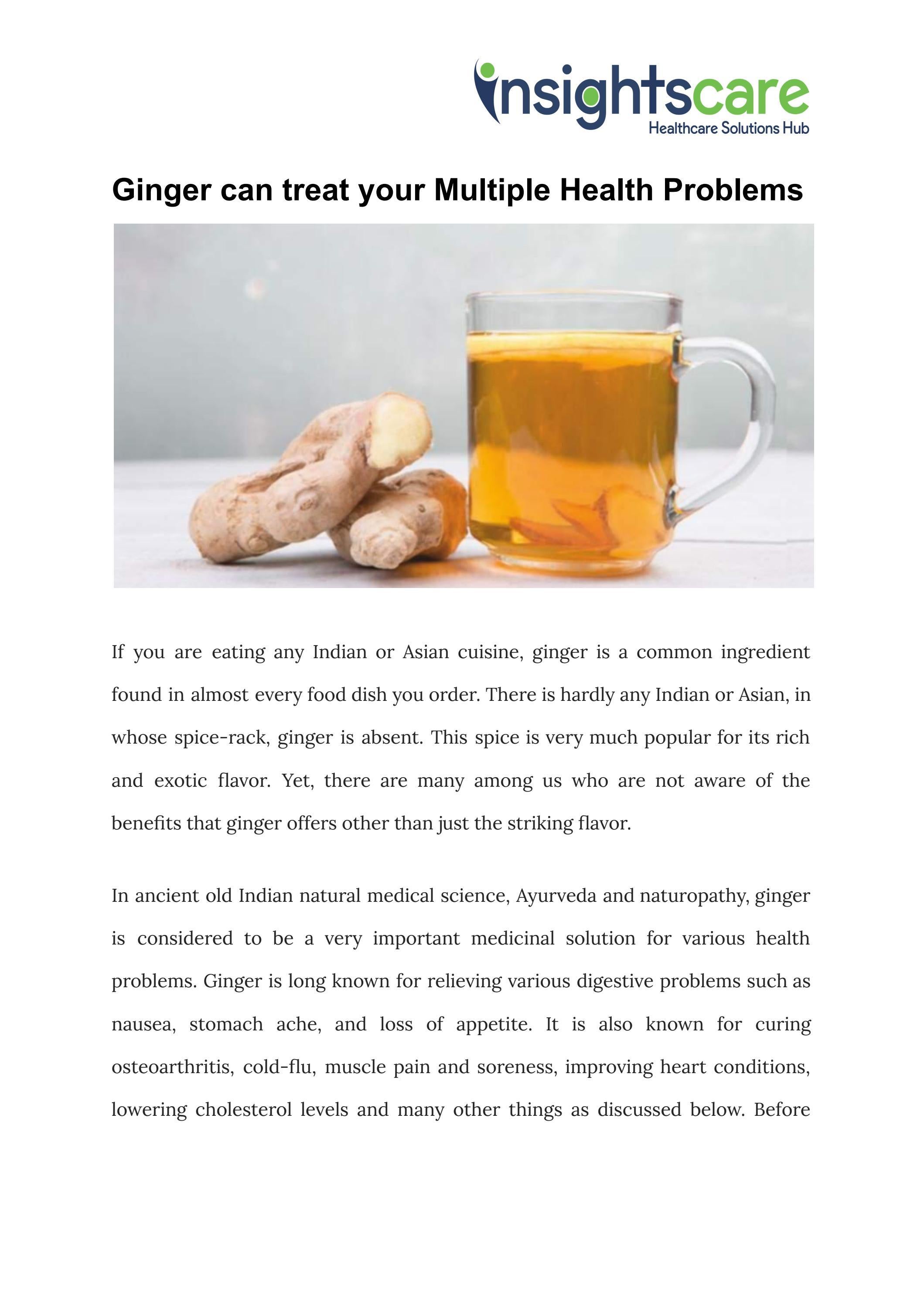 Ginger can treat your Multiple Health Problems by insightscare - Issuu