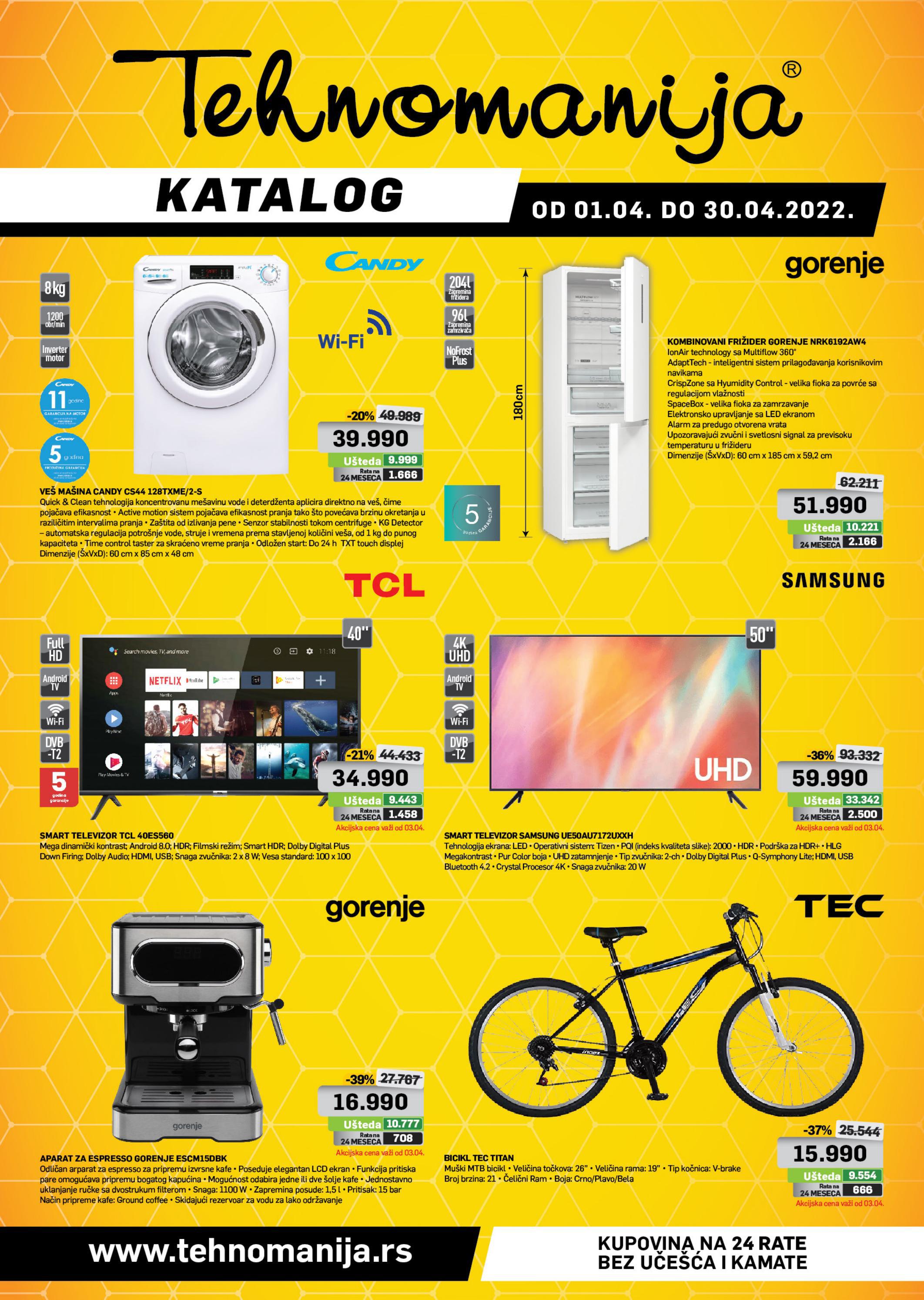 Katalog Bele tehnike, Malih kućnih aparata i Televizora April 2022 by tehnomanija - Issuu