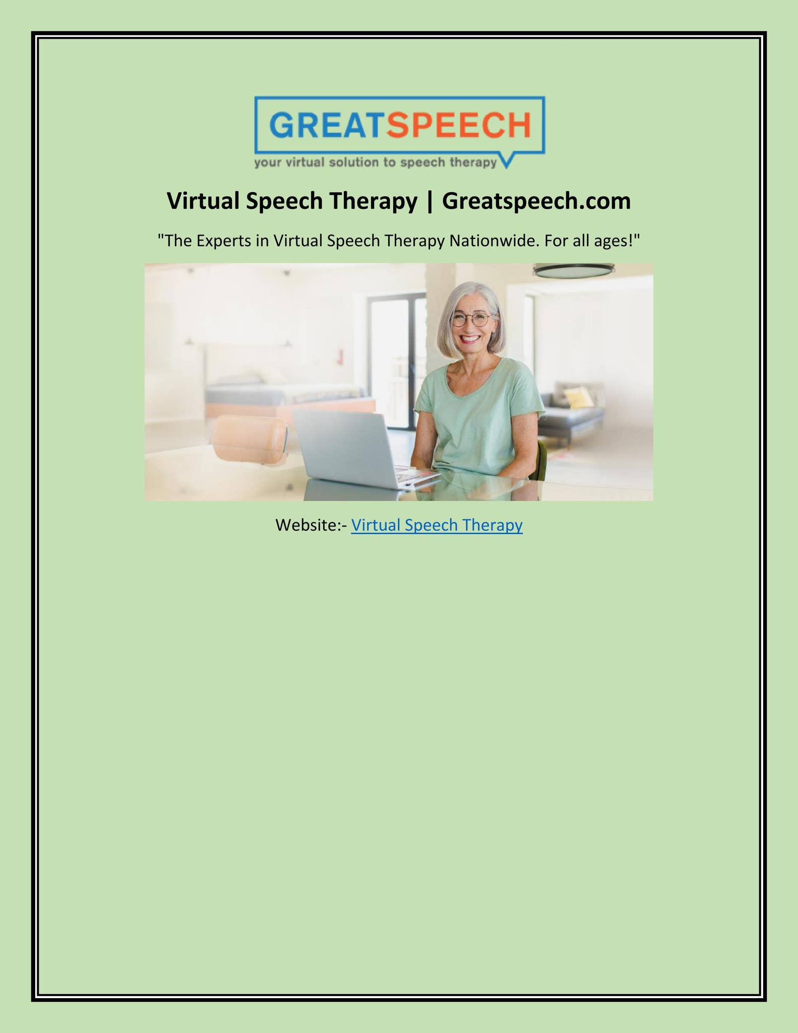 Virtual Speech Therapy | Greatspeech.com by greatspeech - Issuu