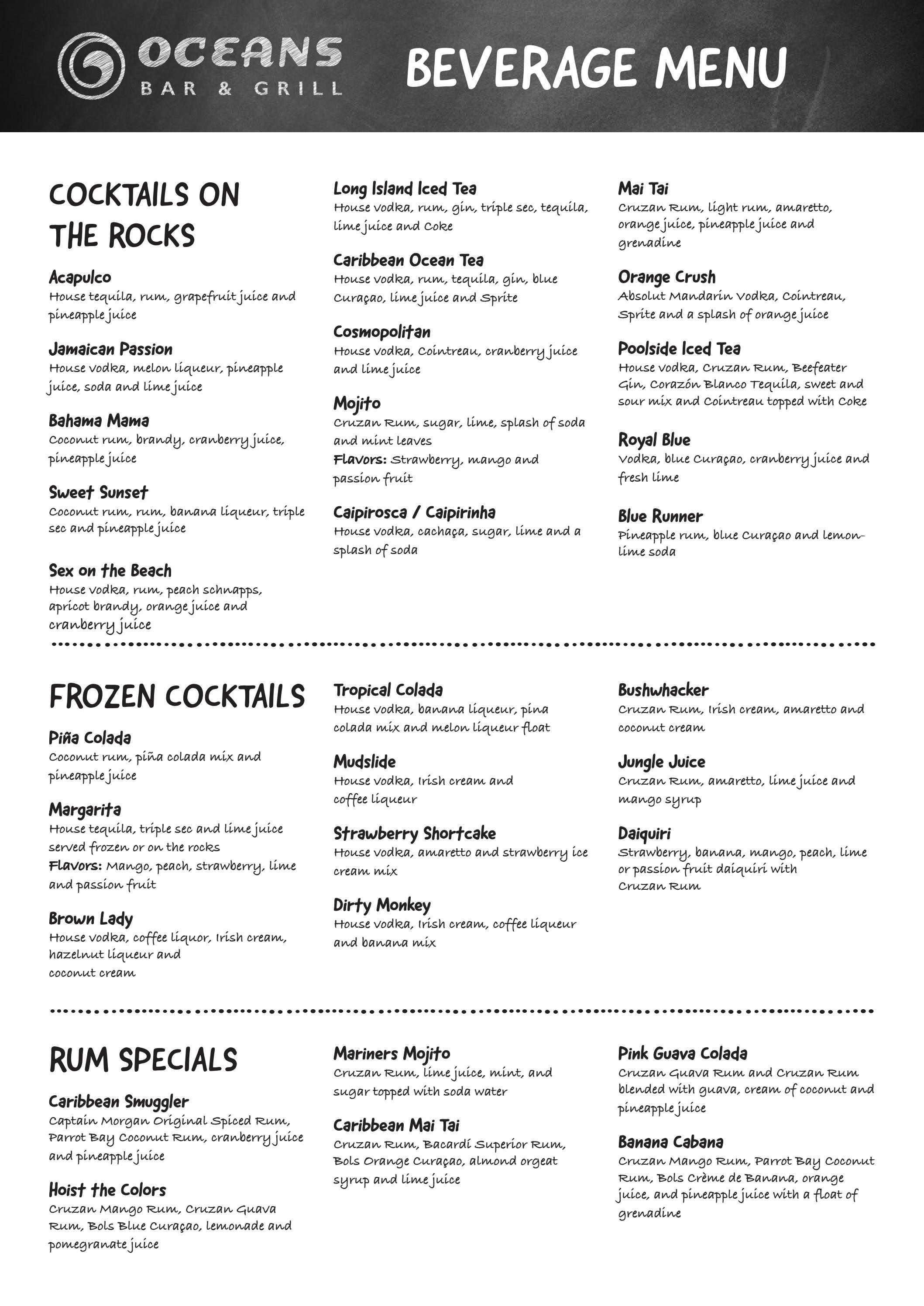 CB Oceans Bar & Grill Beverage Menu by Divi Resorts - Issuu