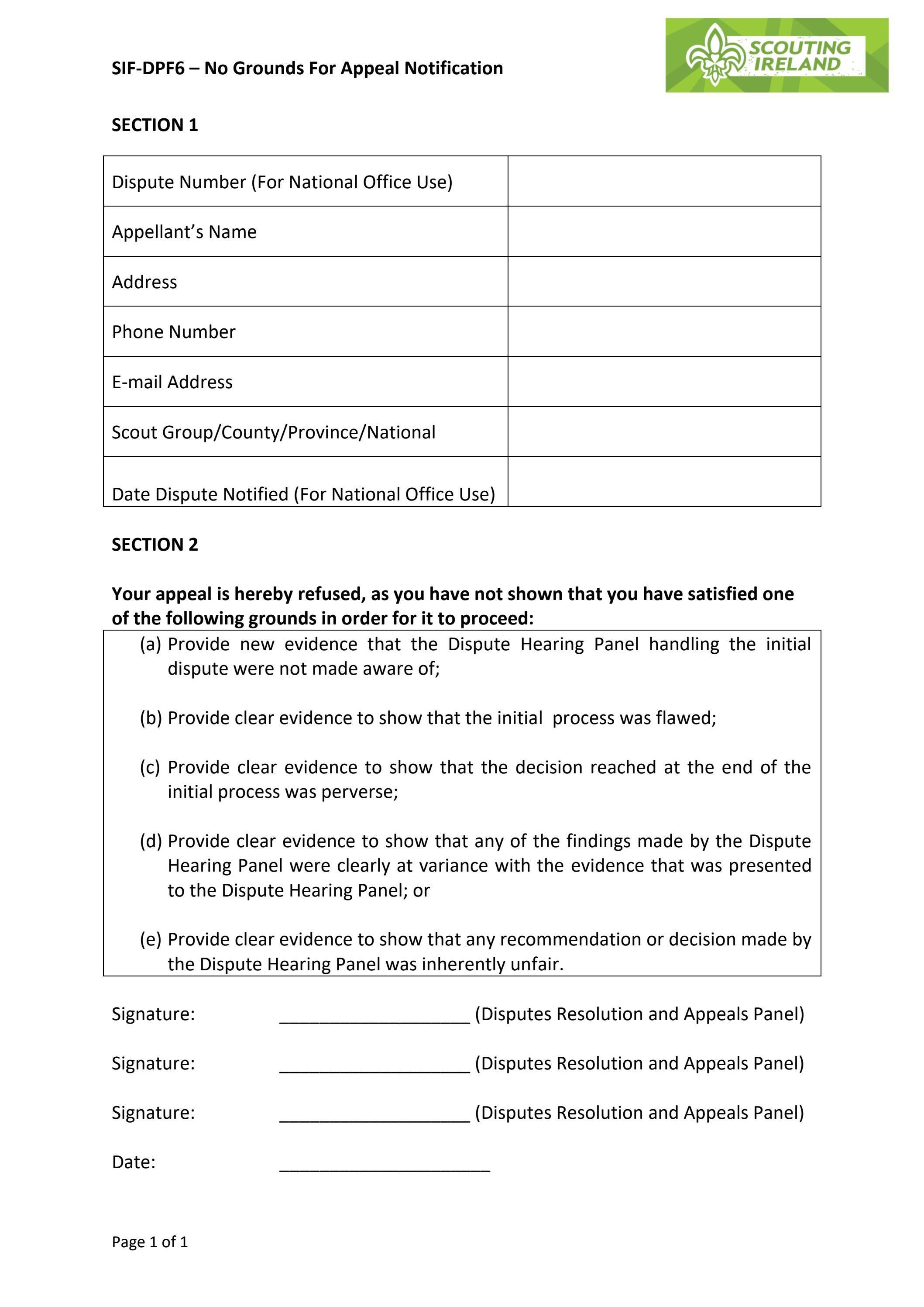 SIF DPF6 No Grounds For Appeal Notification By Scouting Ireland Issuu sif-dpf6-no-grounds-for-appeal-notification-by-scouting-ireland-issuu