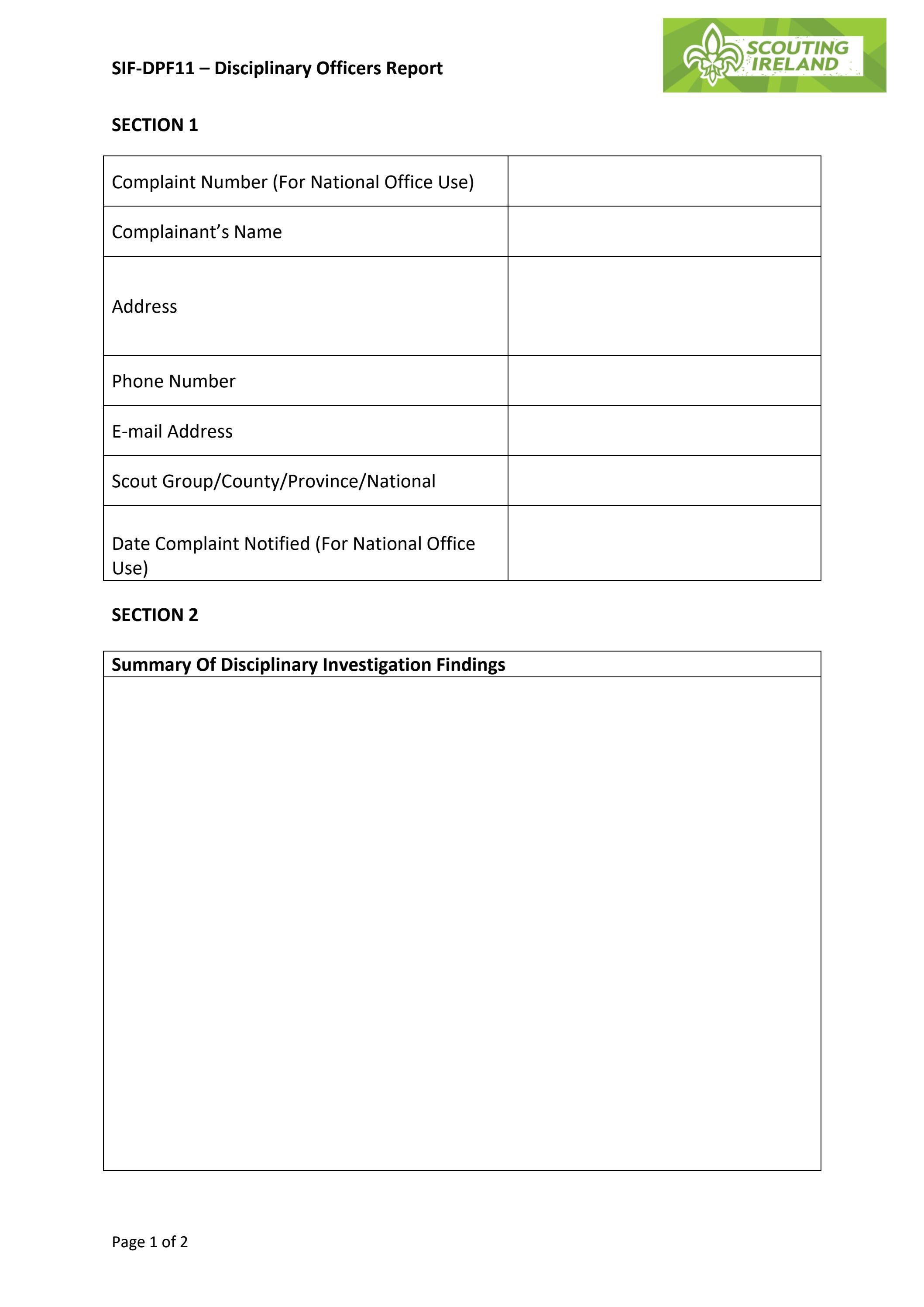 SIF-DPF11 - Disciplinary Officer's Report by Scouting Ireland - Issuu