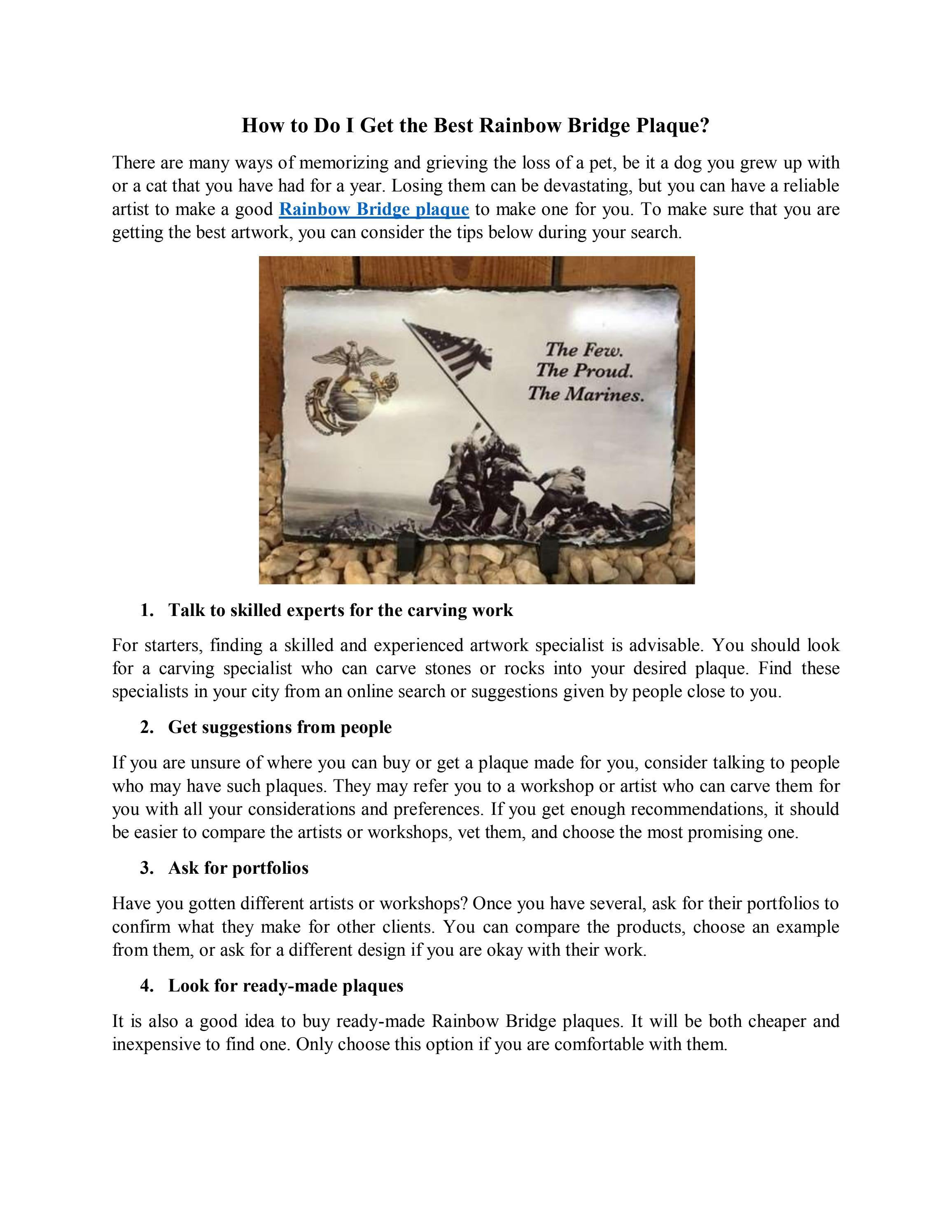 How to Do I Get the Best Rainbow Bridge Plaque? by Sandman's Workshop ...