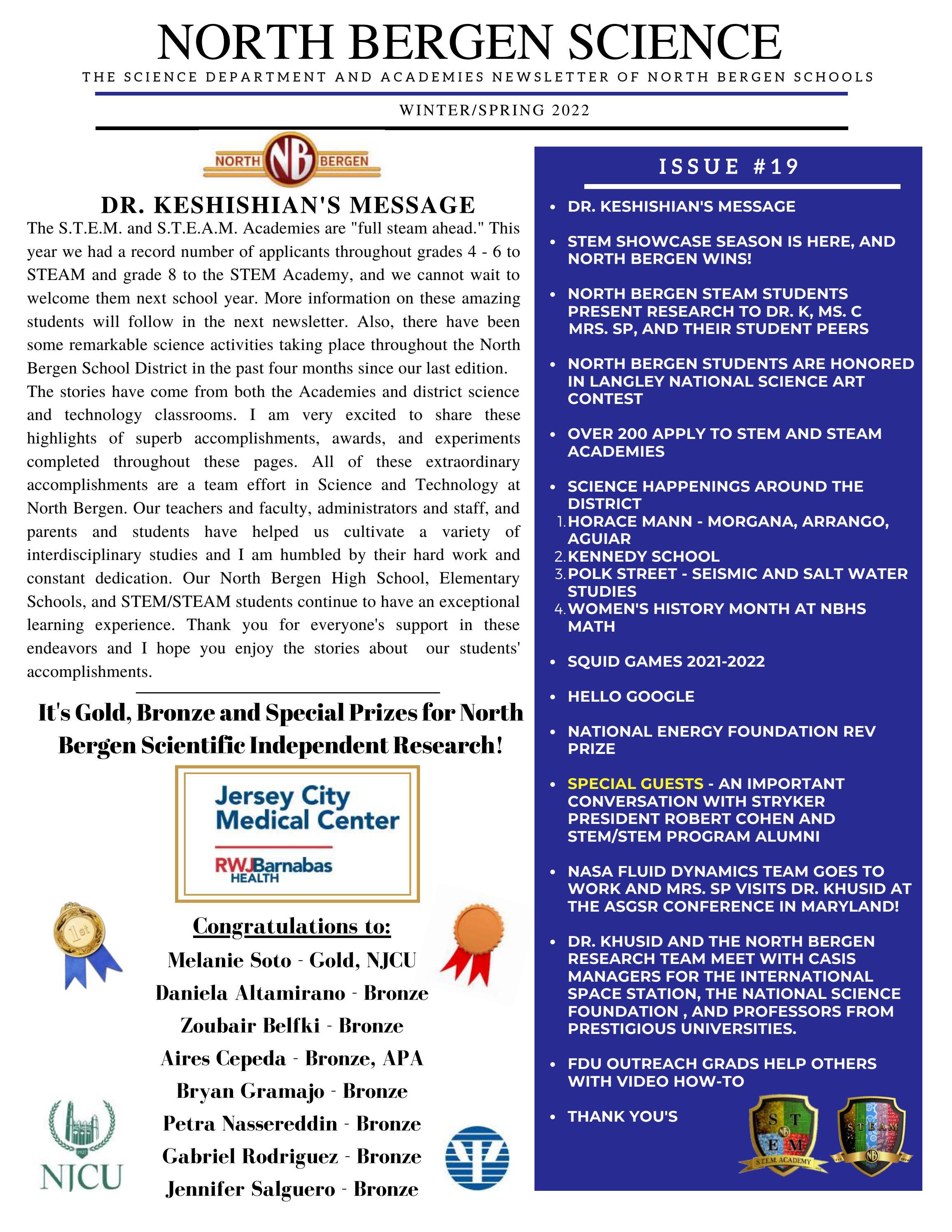 North Bergen Science Newsletter Issue #19 - Winter/Spring 2022 by ...