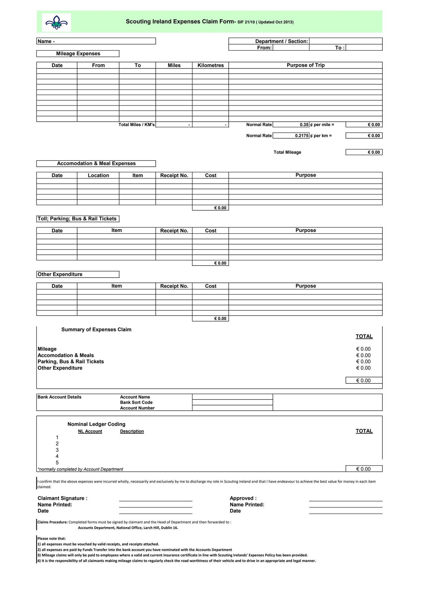 SIF 21-10 - Expense Claim Form by Scouting Ireland - Issuu
