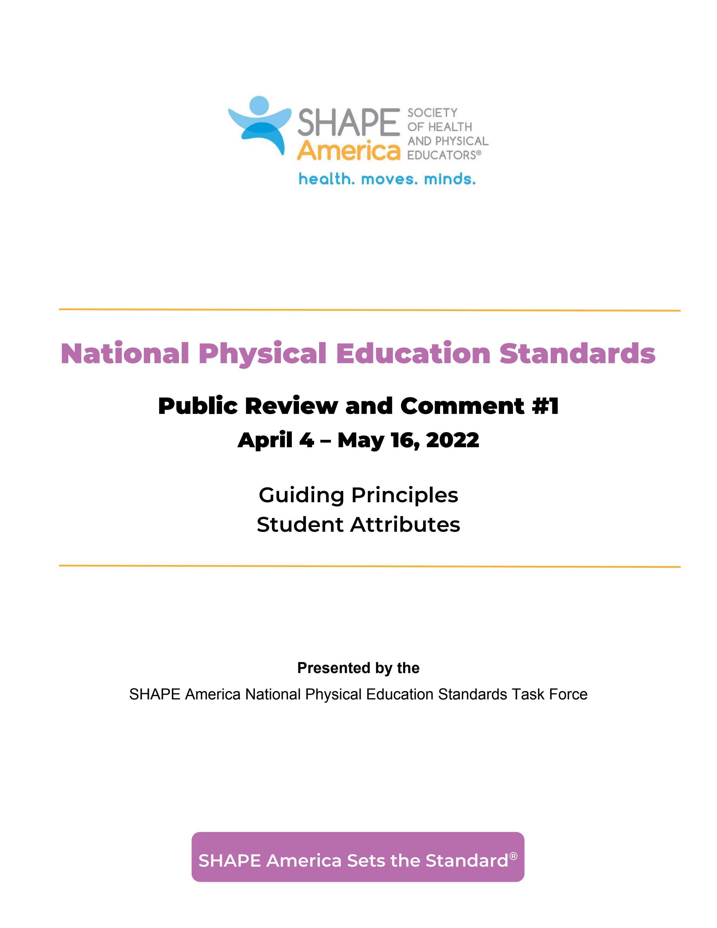 National Physical Education Standards: Public Review and Comment #1 by ...