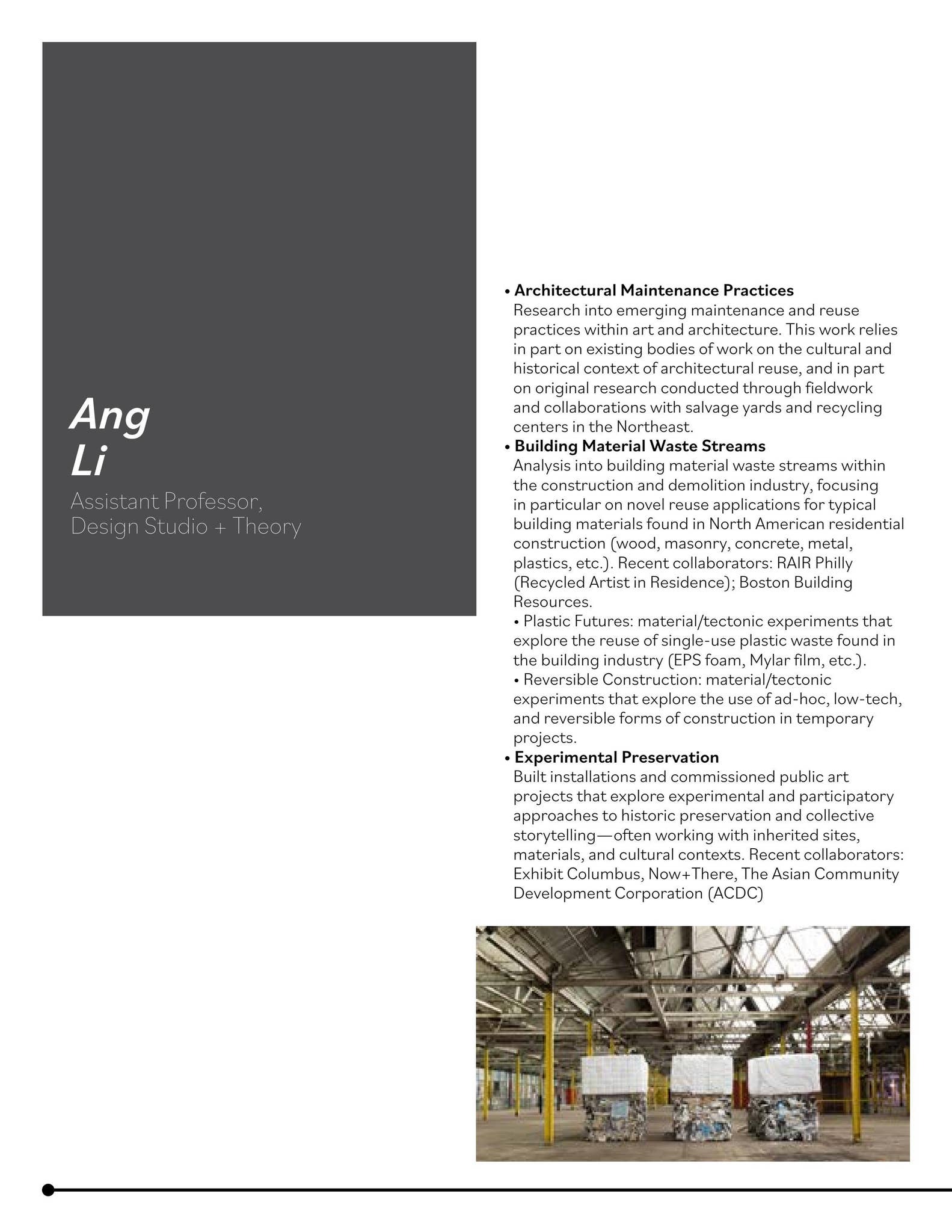 School of Architecture Faculty Research Profiles, 2021-22 by Northeastern School of Architecture ...
