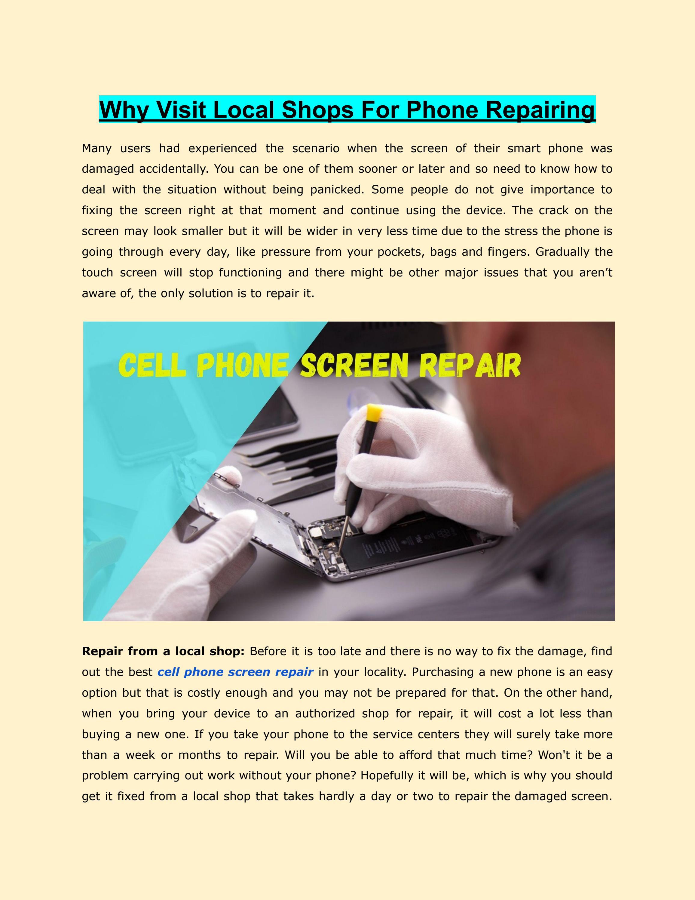 Why Visit Local Shops For Phone Repairing by Maxwell Brant - Issuu