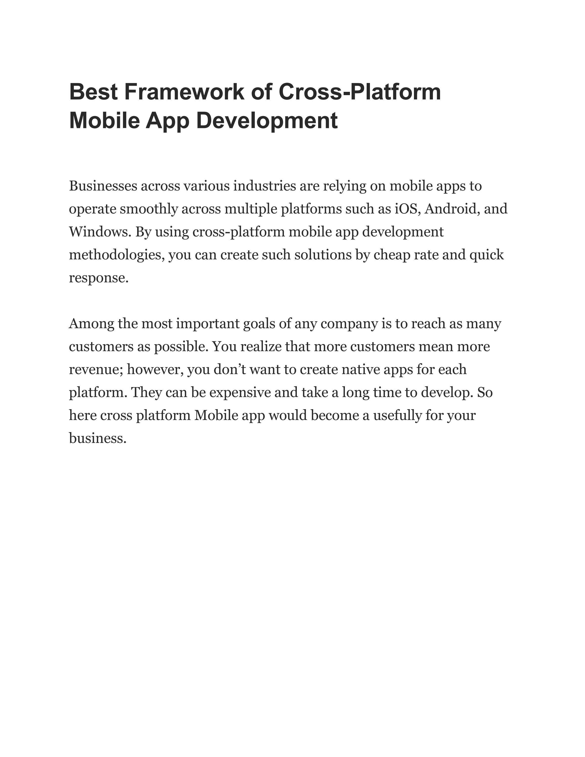 Best Framework of Cross-Platform Mobile App Development by IT Services ...