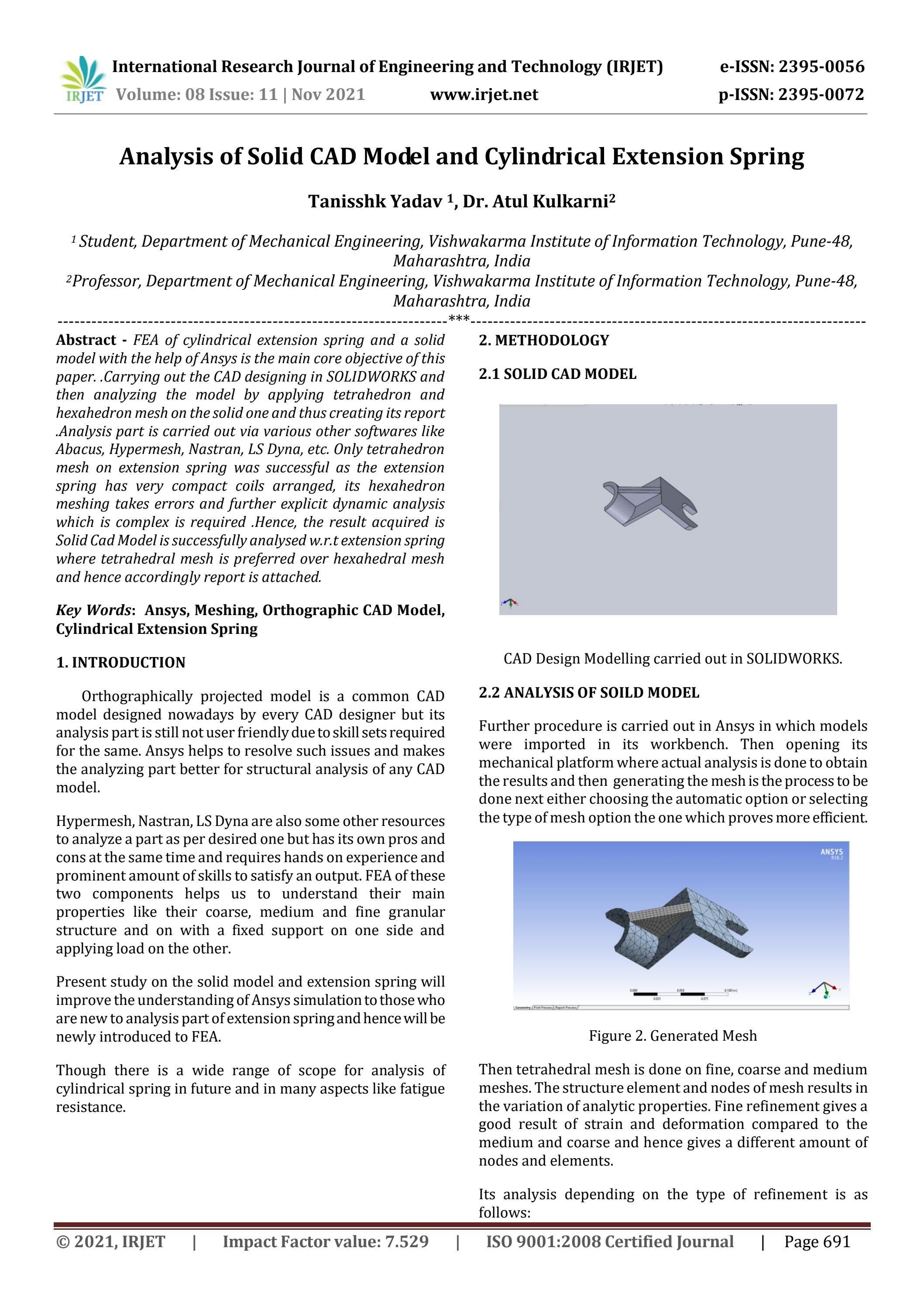 Analysis of Solid CAD Model and Cylindrical Extension Spring by IRJET ...