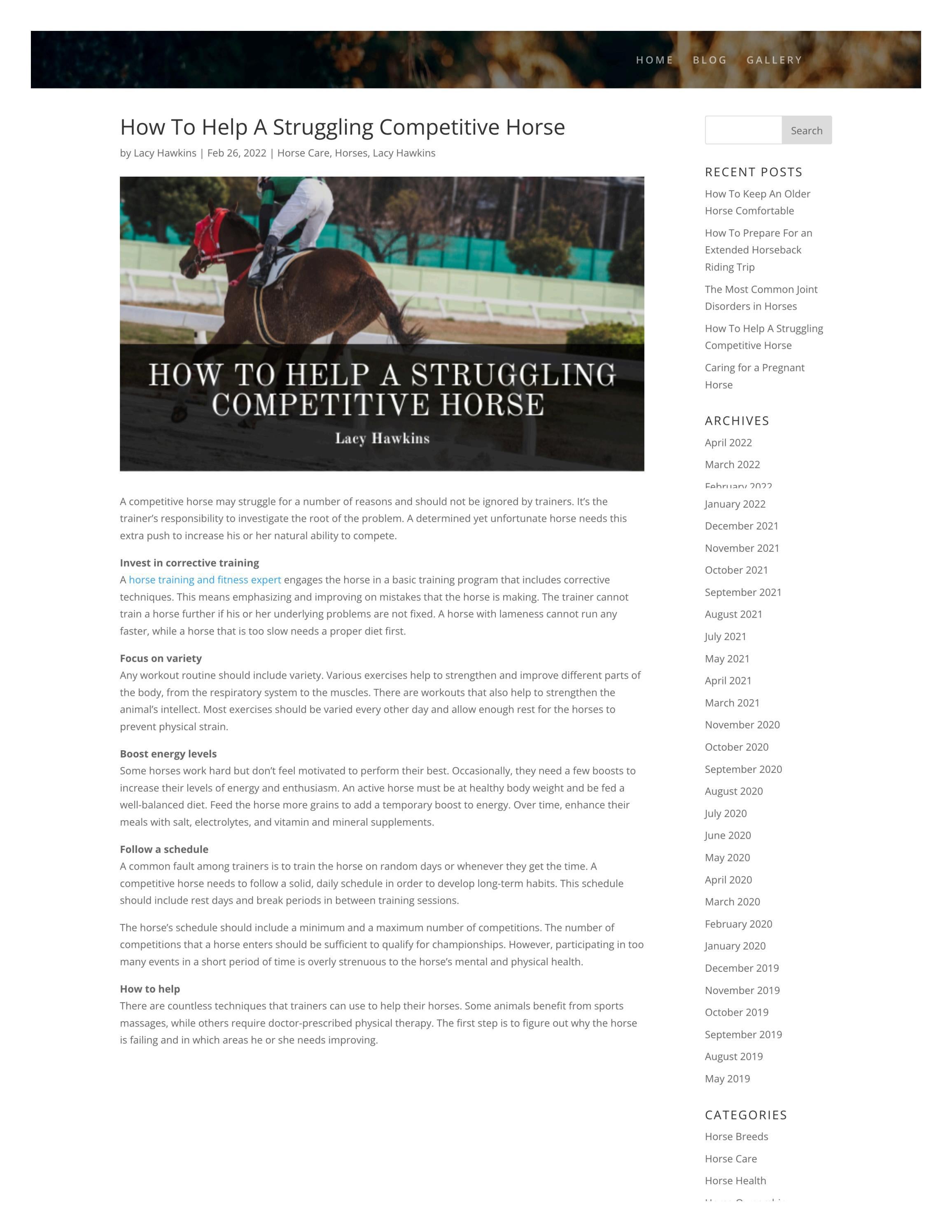 How To Help A Struggling Competitive Horse by Lacy Hawkins - Issuu