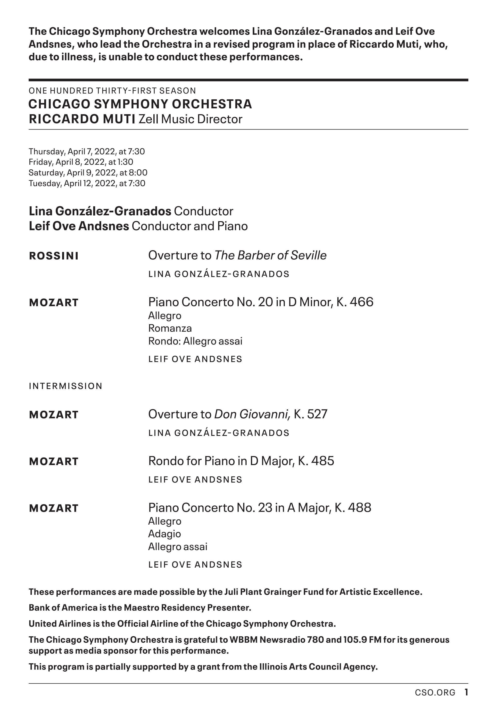 Program Book - Andsnes Plays Mozart by Chicago Symphony Orchestra - Issuu