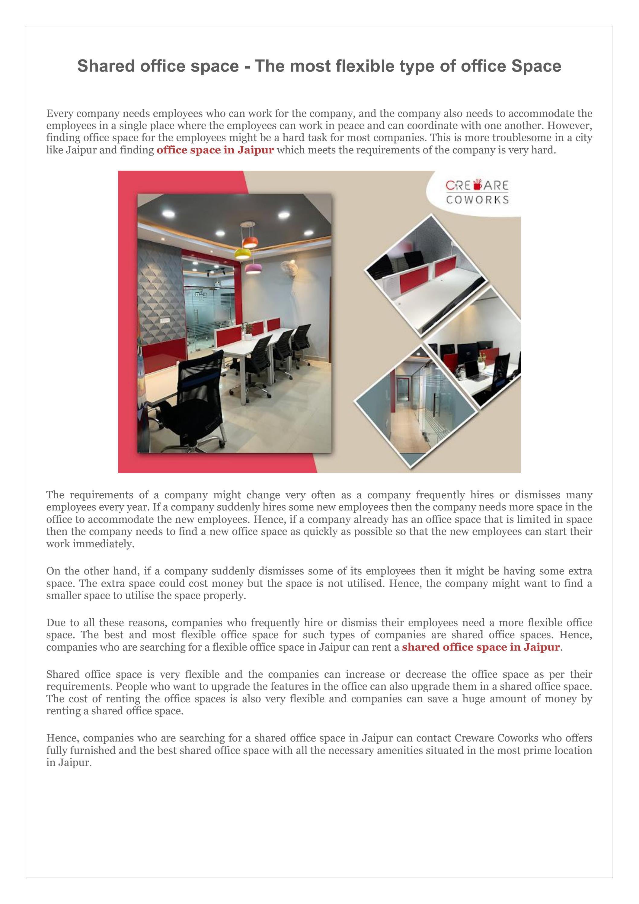 Shared office space - The most flexible type of office Space by Creware ... Shared office space - The most flexible type of office Space by Creware ...