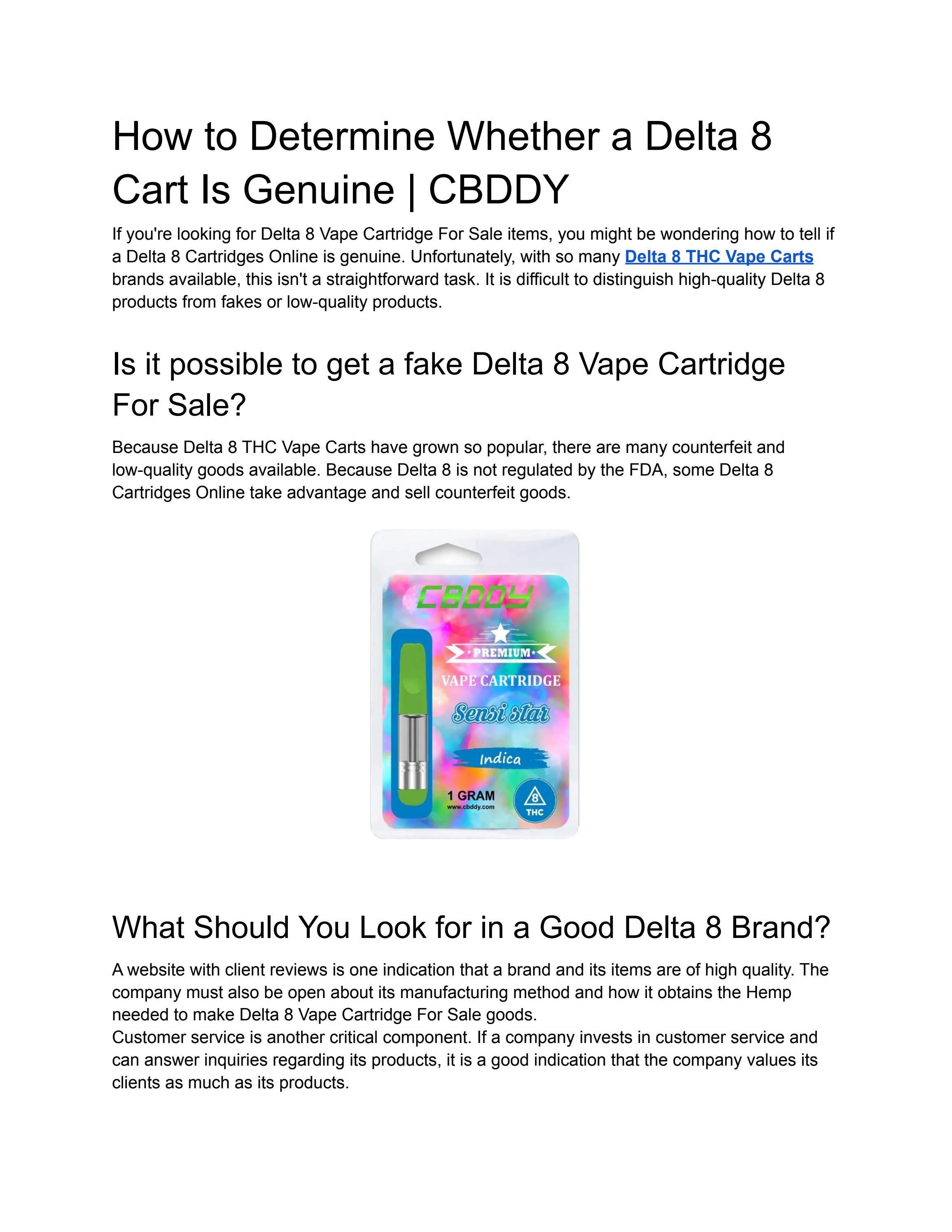 How to Determine Whether a Delta 8 Cart Is Genuine | CBDDY by ...