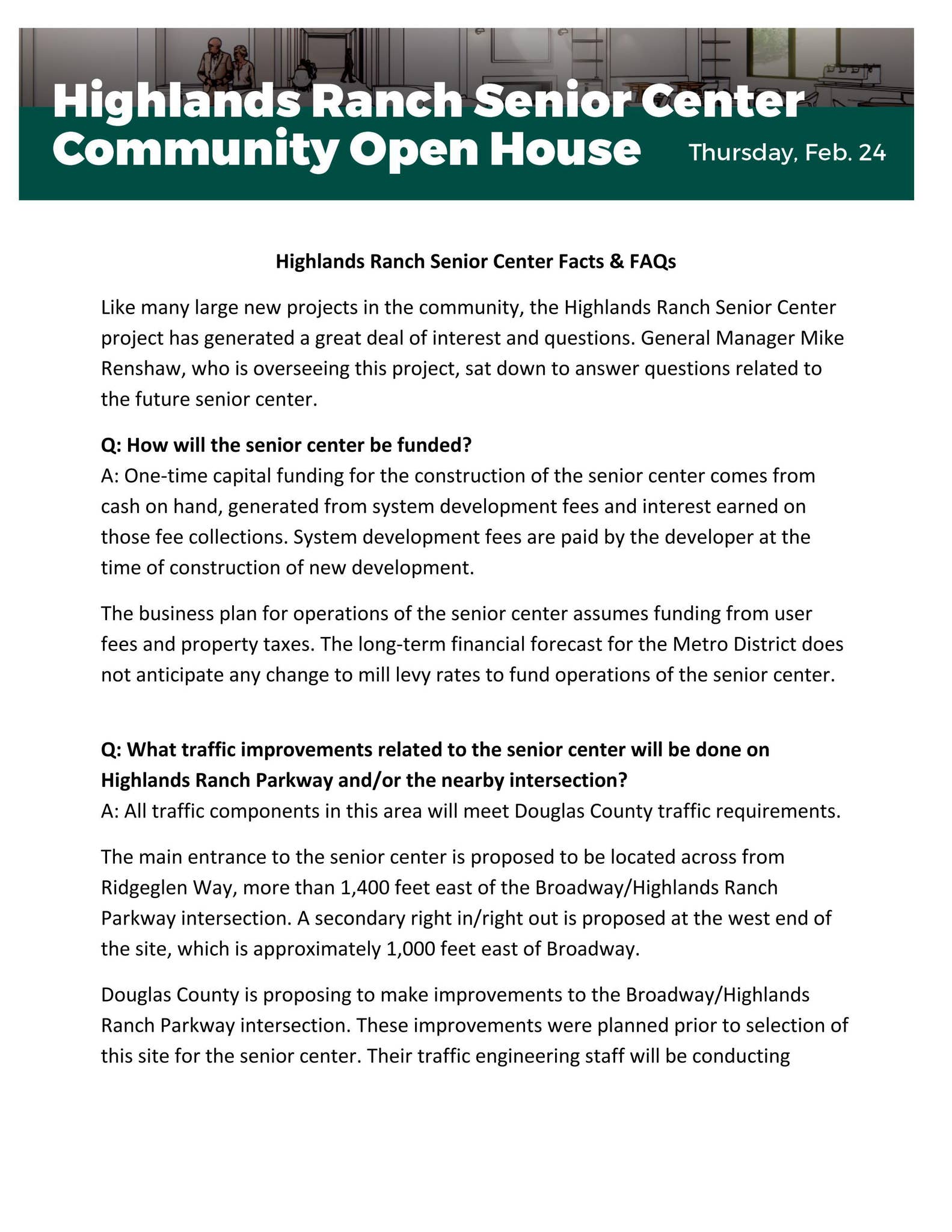 Highlands Ranch Senior Center FAQs by Highlands Ranch Metro District ...