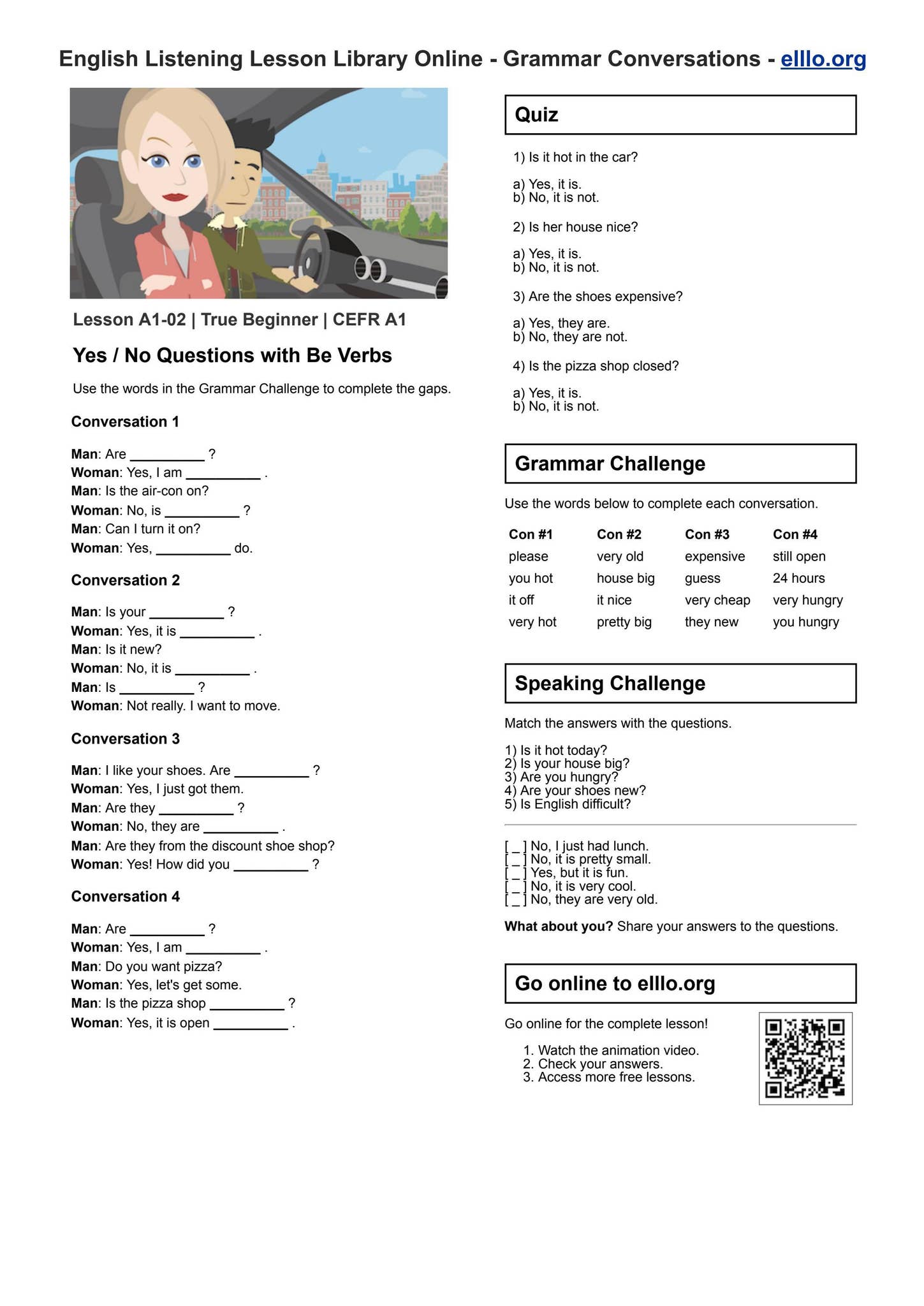 A1 Grammar Conversations Book by English Language Listening Lab Online ...