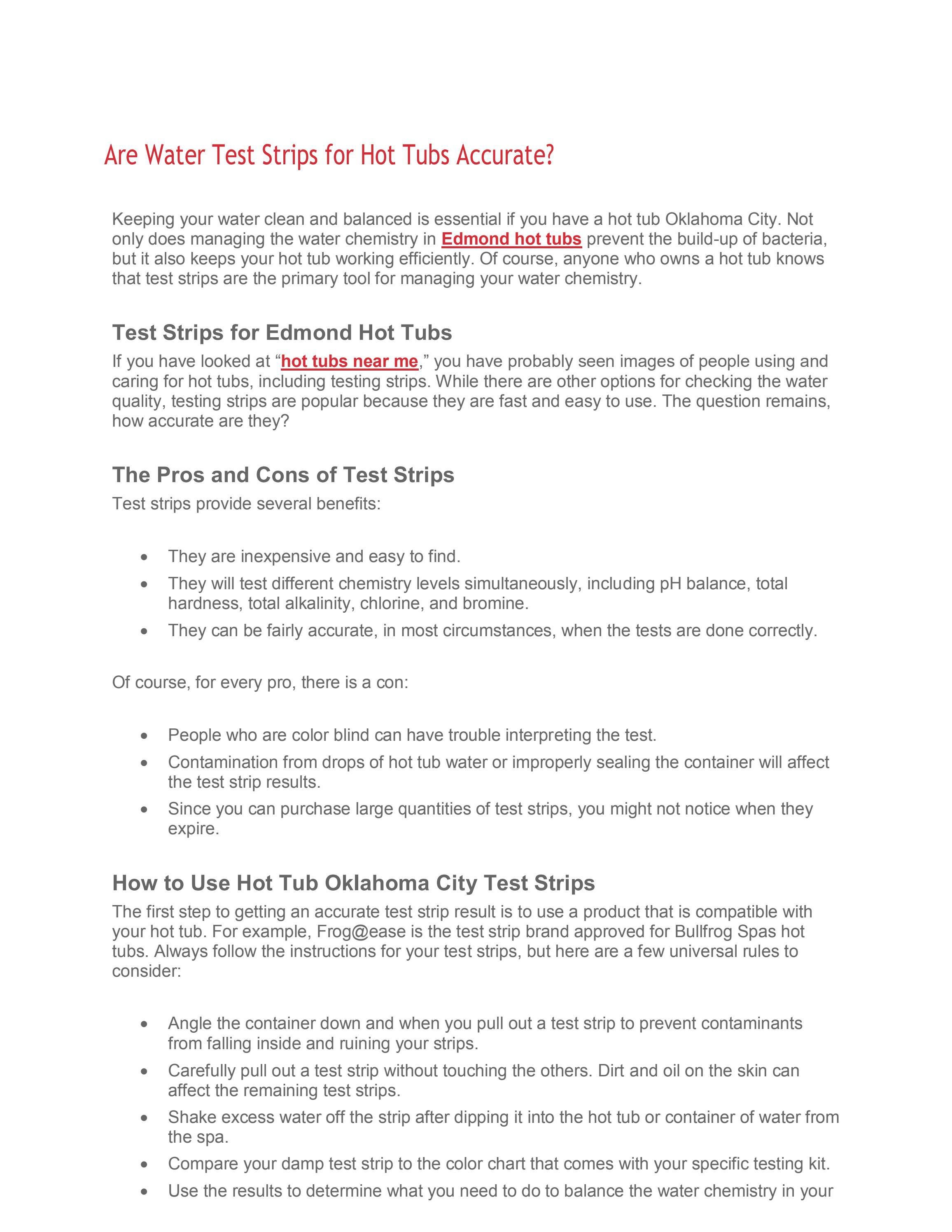Are Water Test Strips for Hot Tubs Accurate? by bullfrog spas - Issuu
