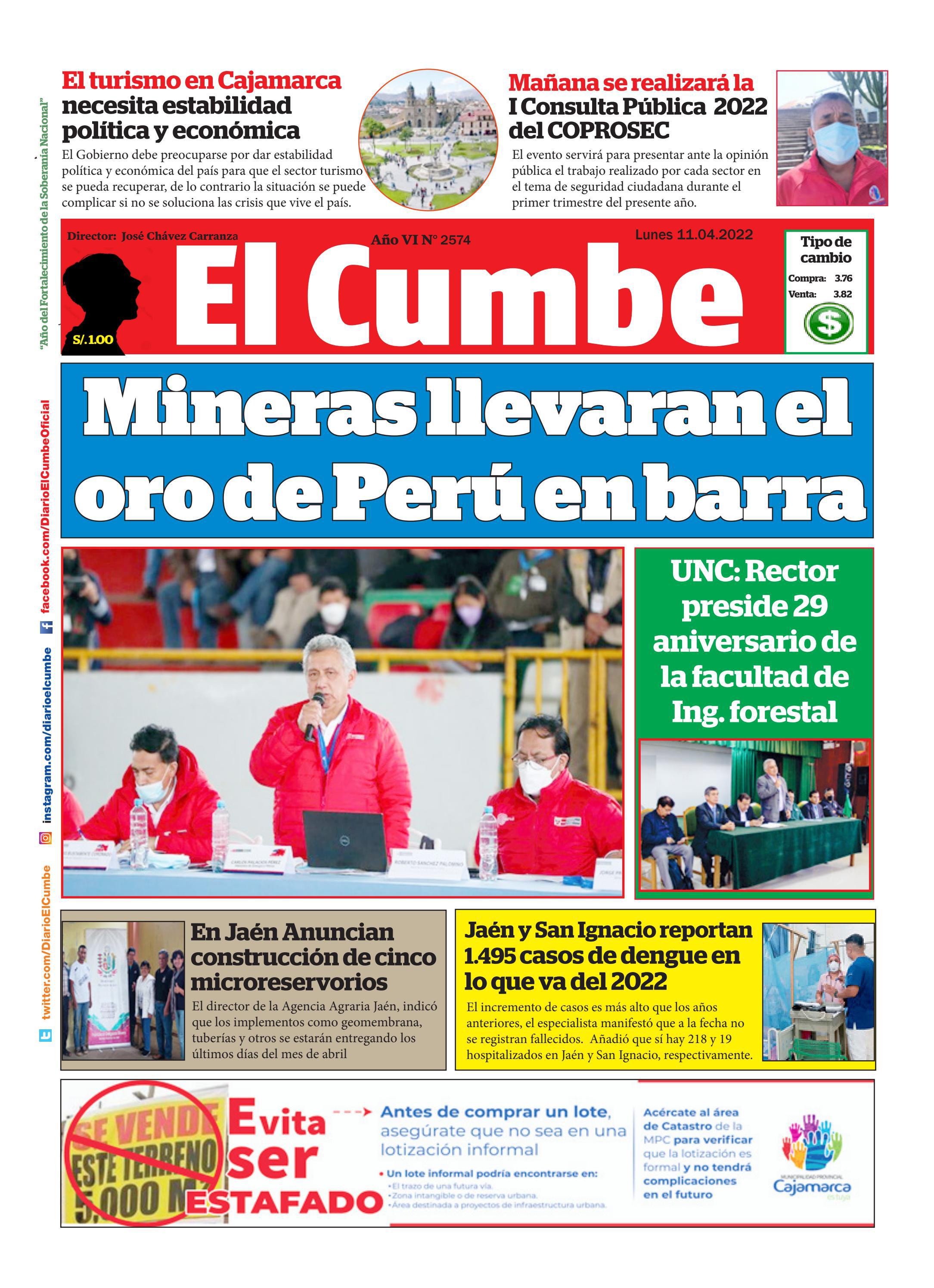 Diario El Cumbe 11 de abril 2022 by diarioelcumbecajamarca - Issuu