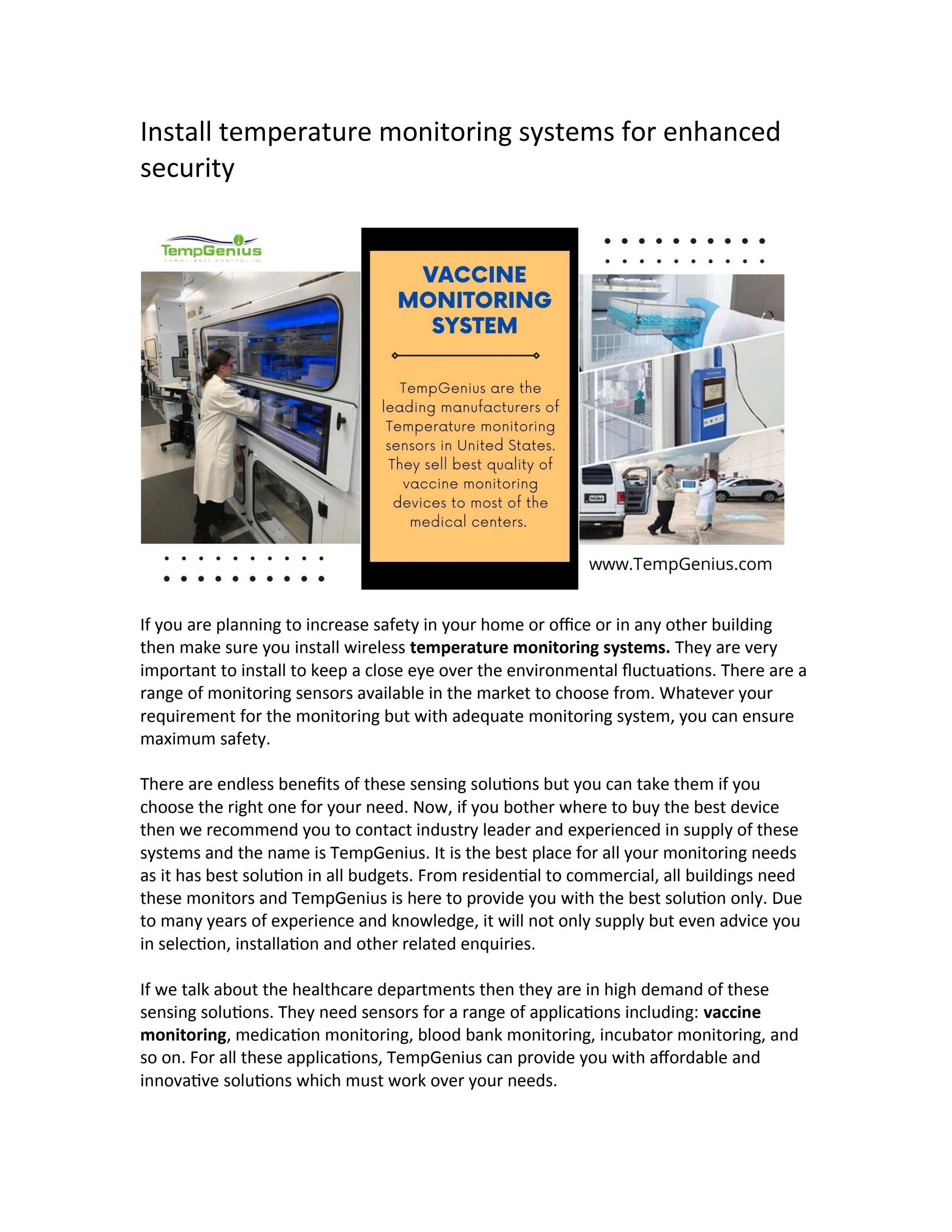 Install Temperature Monitoring Systems For Enhanced Security By Tempgenius Issuu
