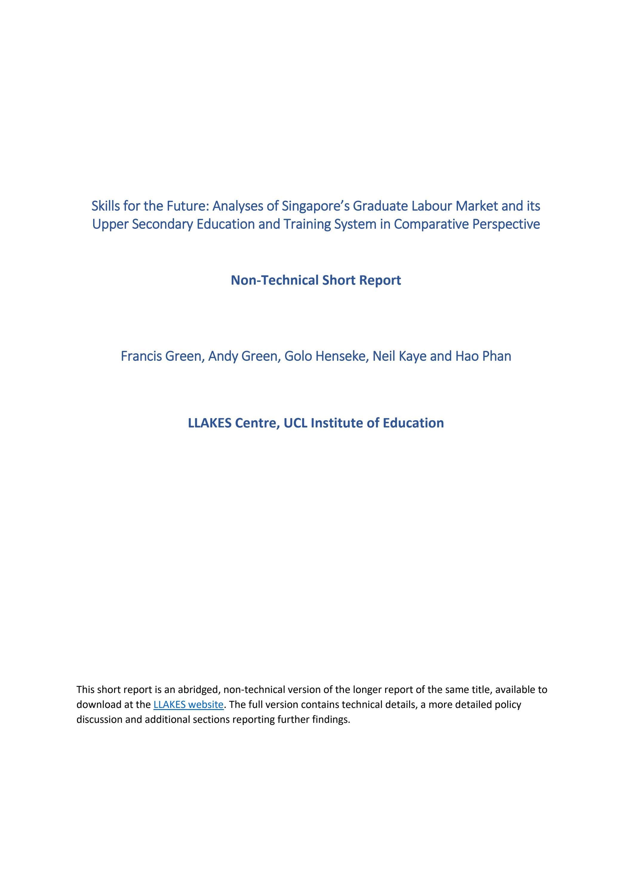 Training, Skills and Skills Utilisation (Non-Technical Report) by ...