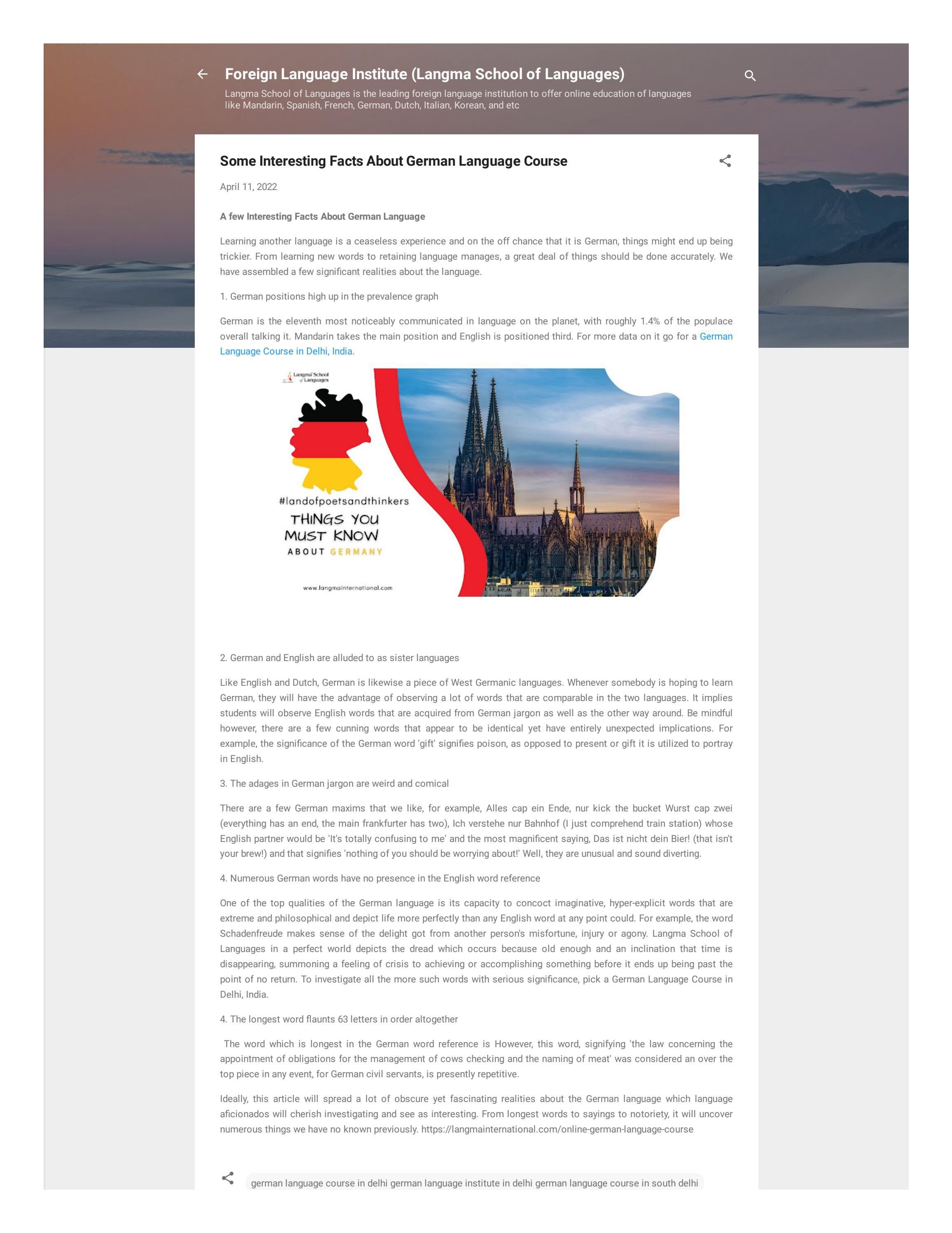 Best Institute for German Languages Course in Delhi, India by langma ...