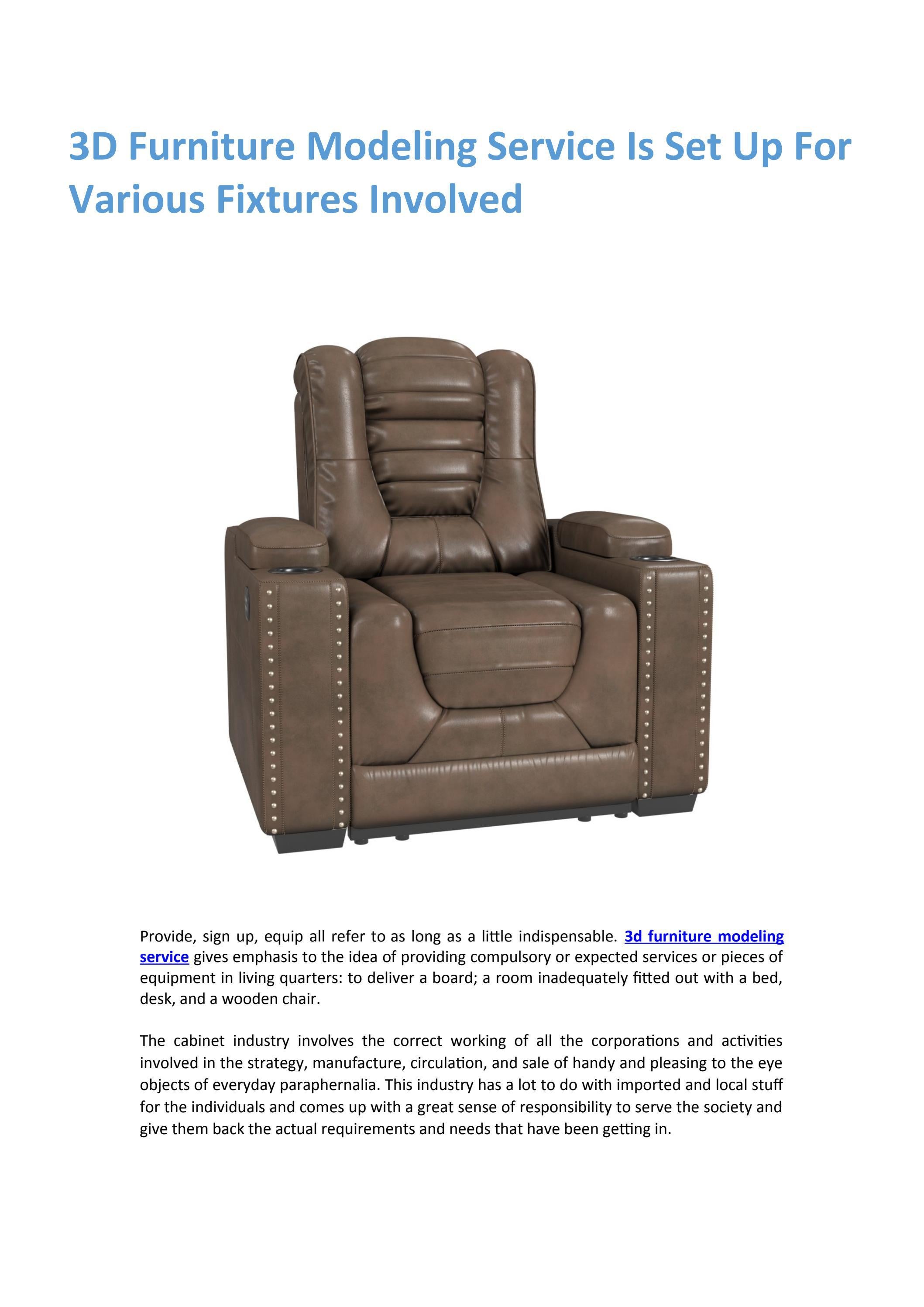 3D Furniture Modeling Service Is Set Up For Various Fixtures Involved by 3D Furniture Modeling ...