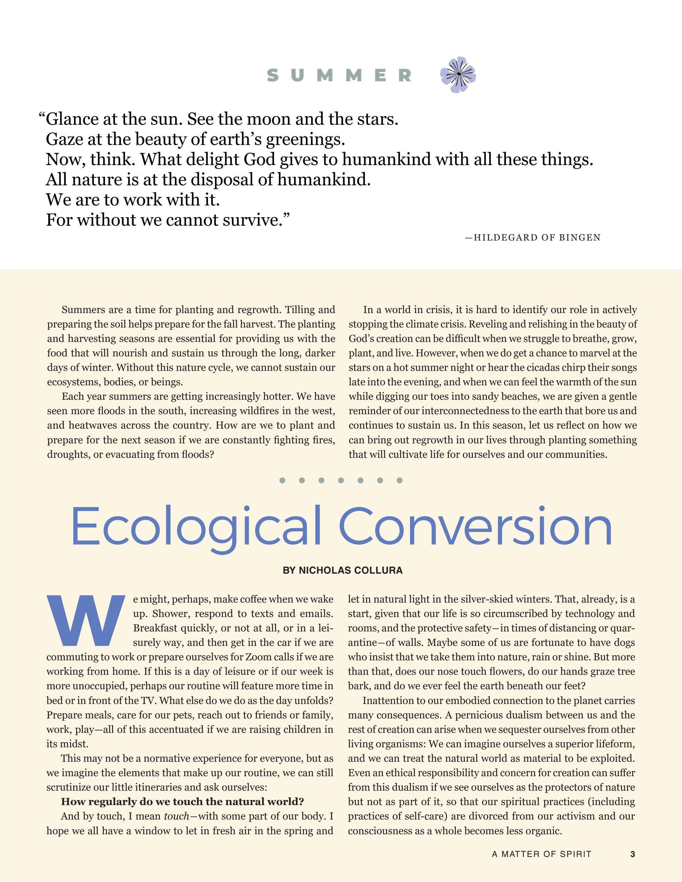 Ecological Conversion, by Nicholas Collura by Intercommunity Peace ...