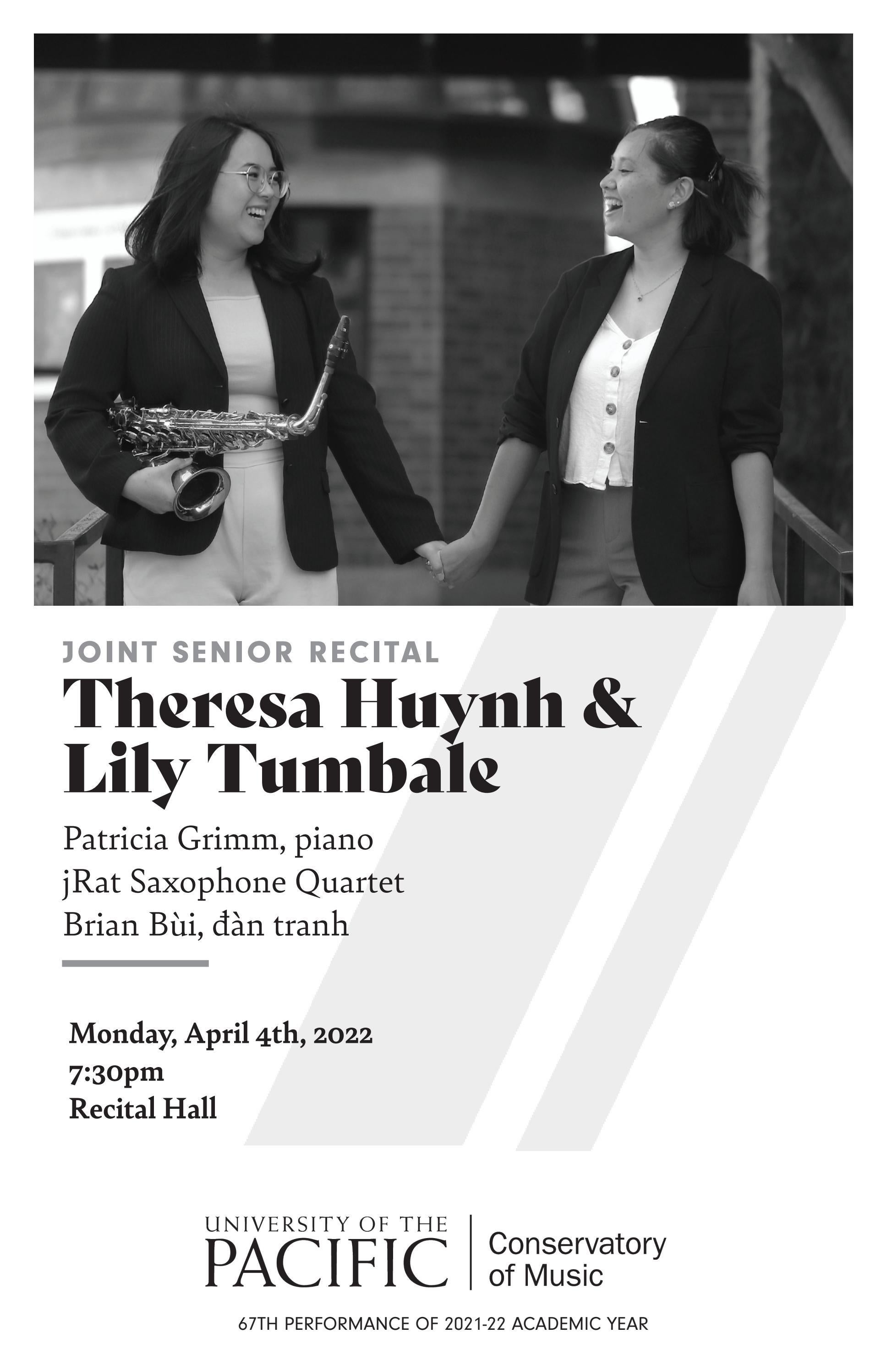 Theresa Huynh and Lily Tumbale Saxophone and Voice Recital, 4/4/22 by ...