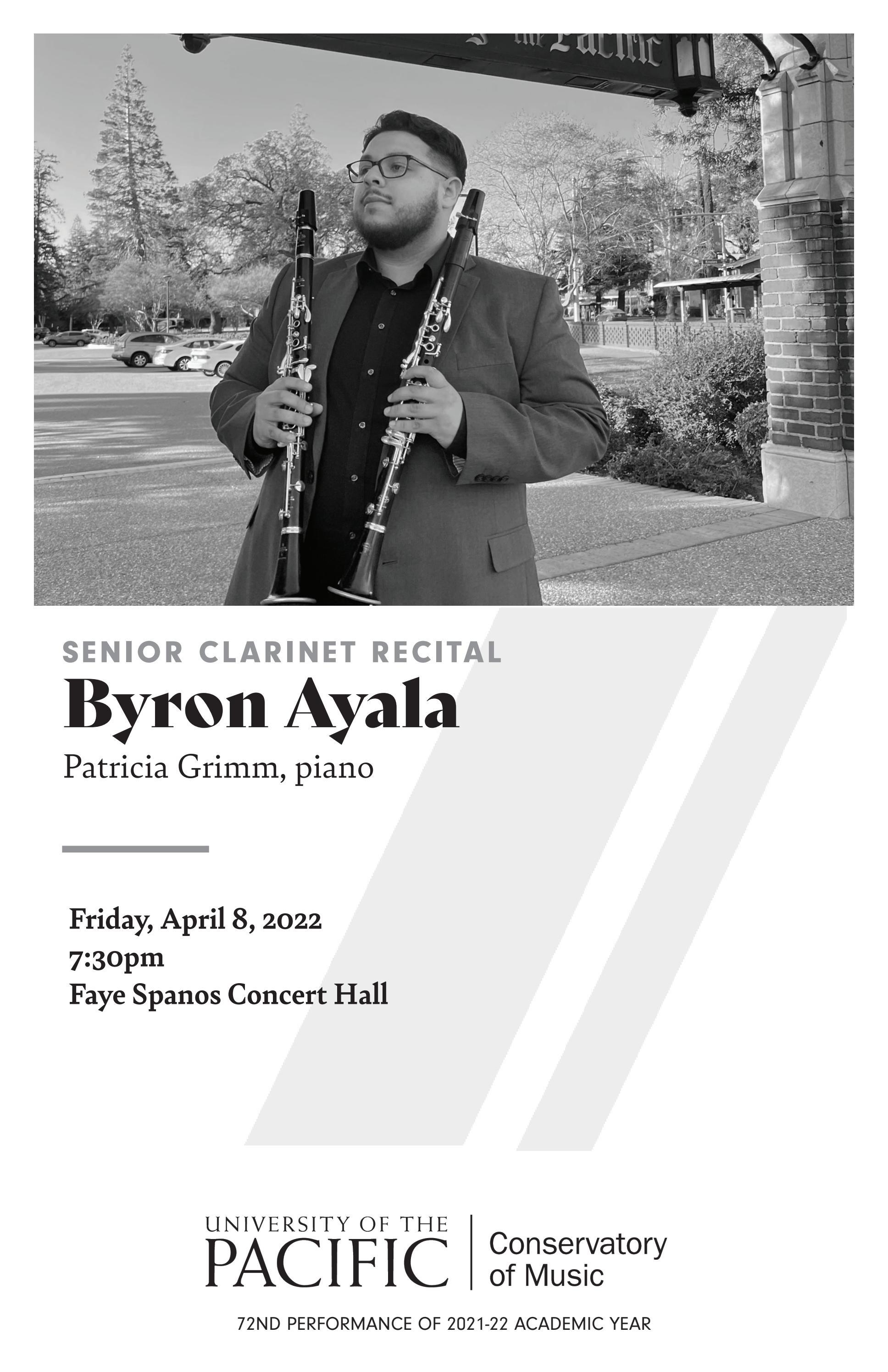 Byron Ayala, Senior Clarinet Recital, 4/8/22 by University of the ...