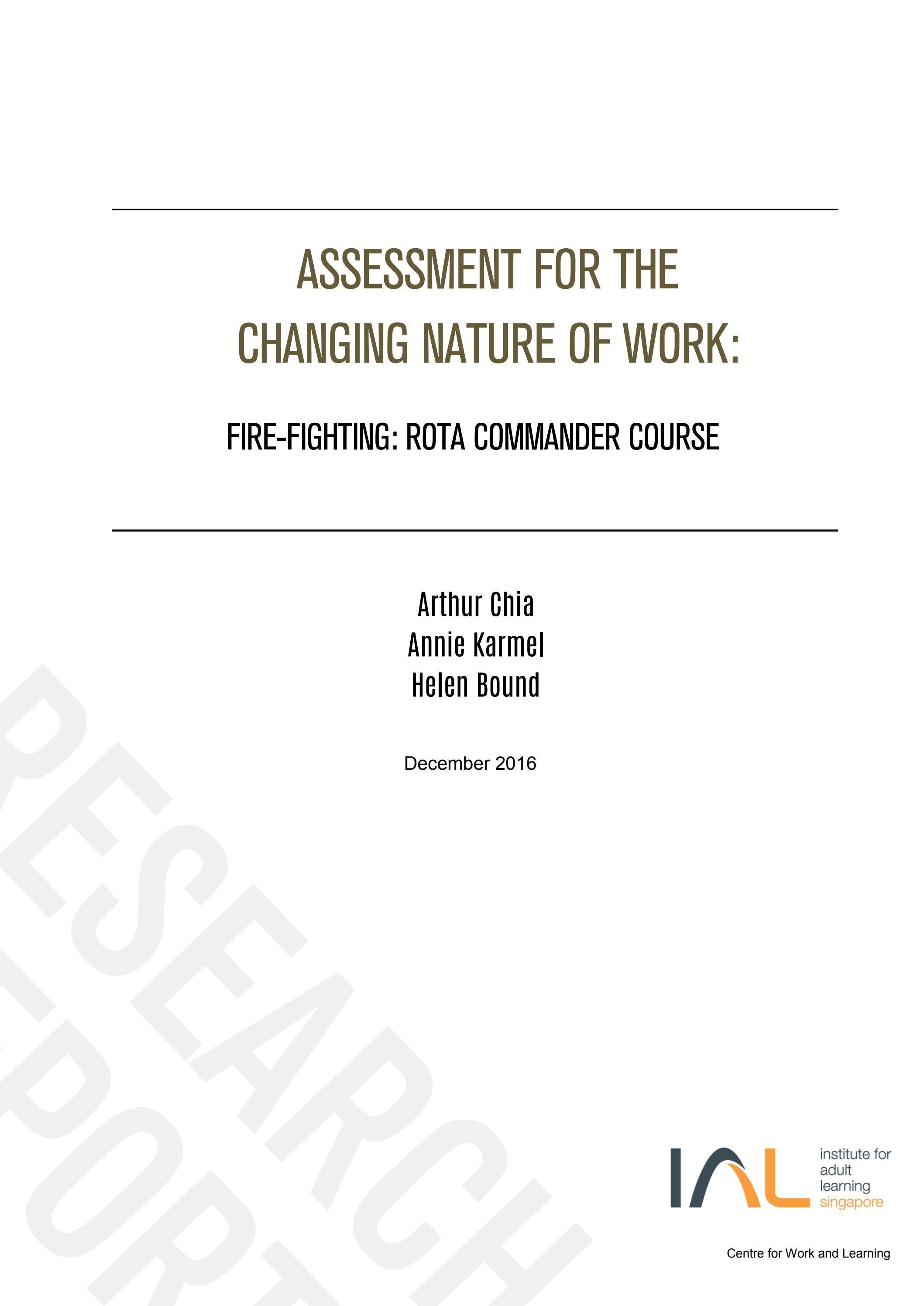 Assessment For The Changing Nature Of Work: Fire-Fighting Rota ...